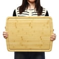 Large Bamboo Cutting Board with Juice Groove - Heat-Resistant Chopping ...