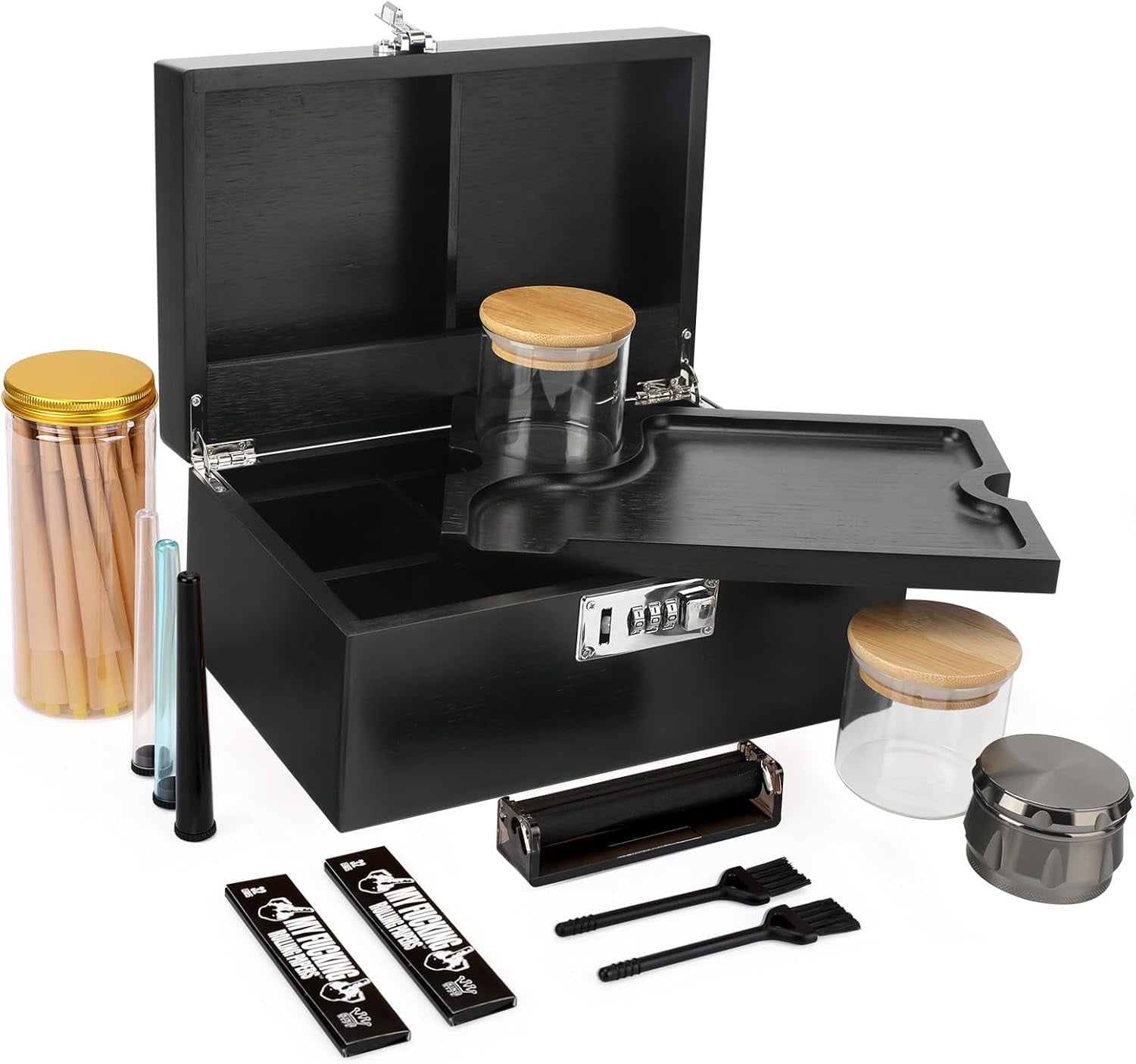 Large Bamboo Storage Box with Removable Tray Kit - Decorative Box Set ...