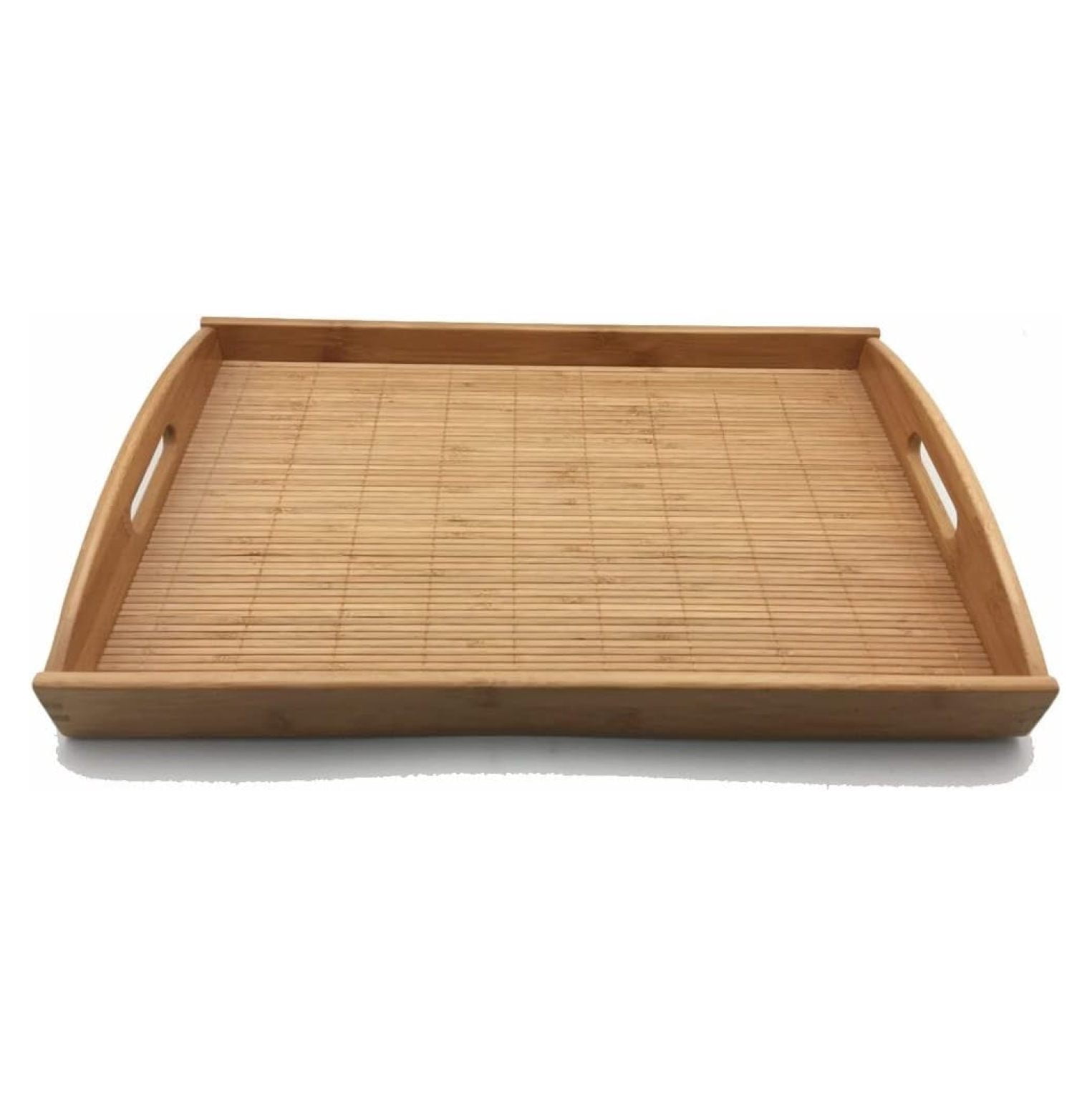 , Large Bamboo Tray with Handle for Tea Lunch Dinner Butler Serving ...