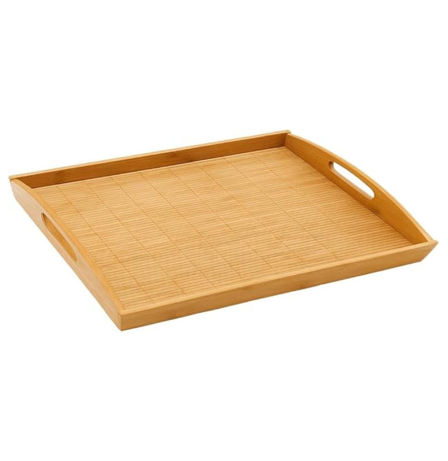 , Large Bamboo Tray with Handle for Tea Lunch Dinner Butler Serving ...
