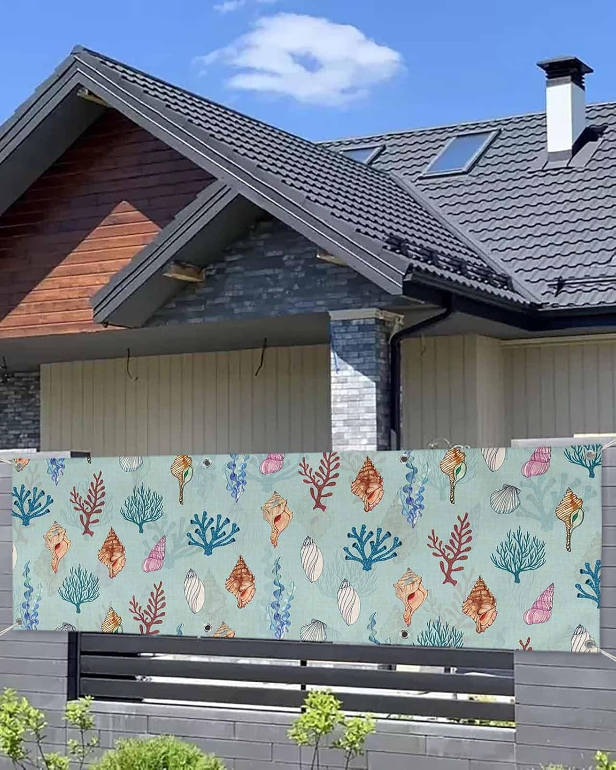 Large Banner Holiday Party Decoration Coral Starfish Conch Shell Sea ...