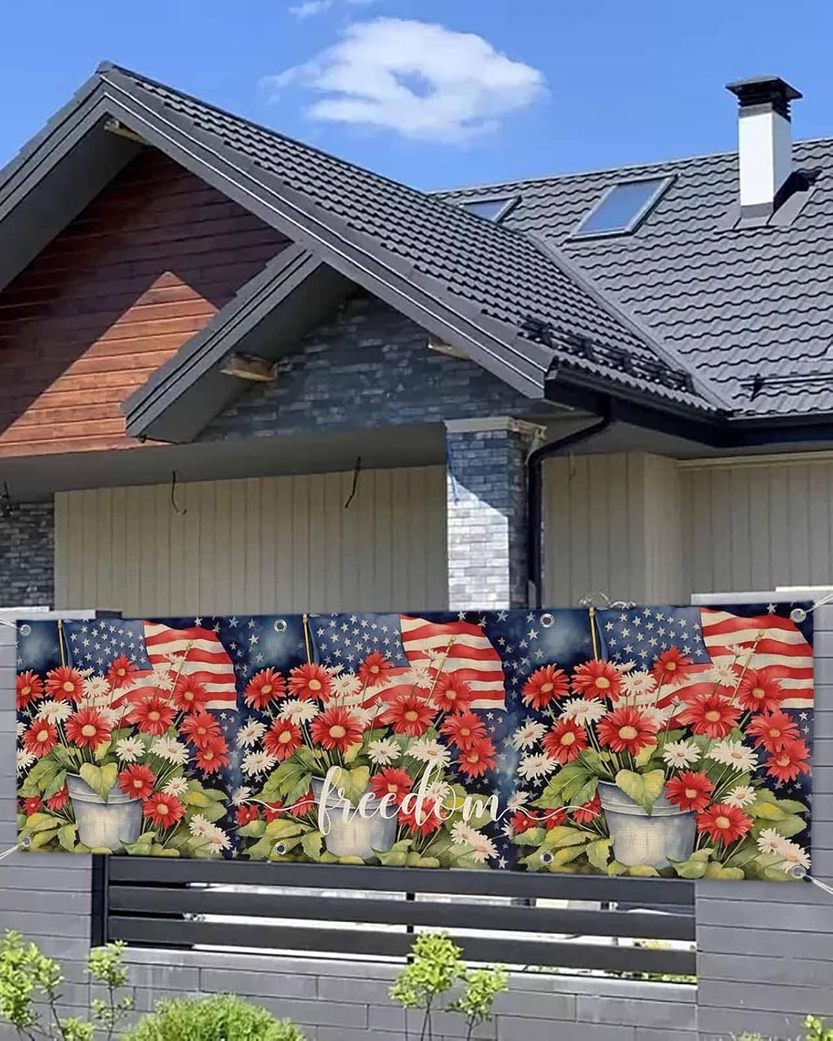 Large Banner Holiday Party Decoration Independence Day Blue Red Star ...