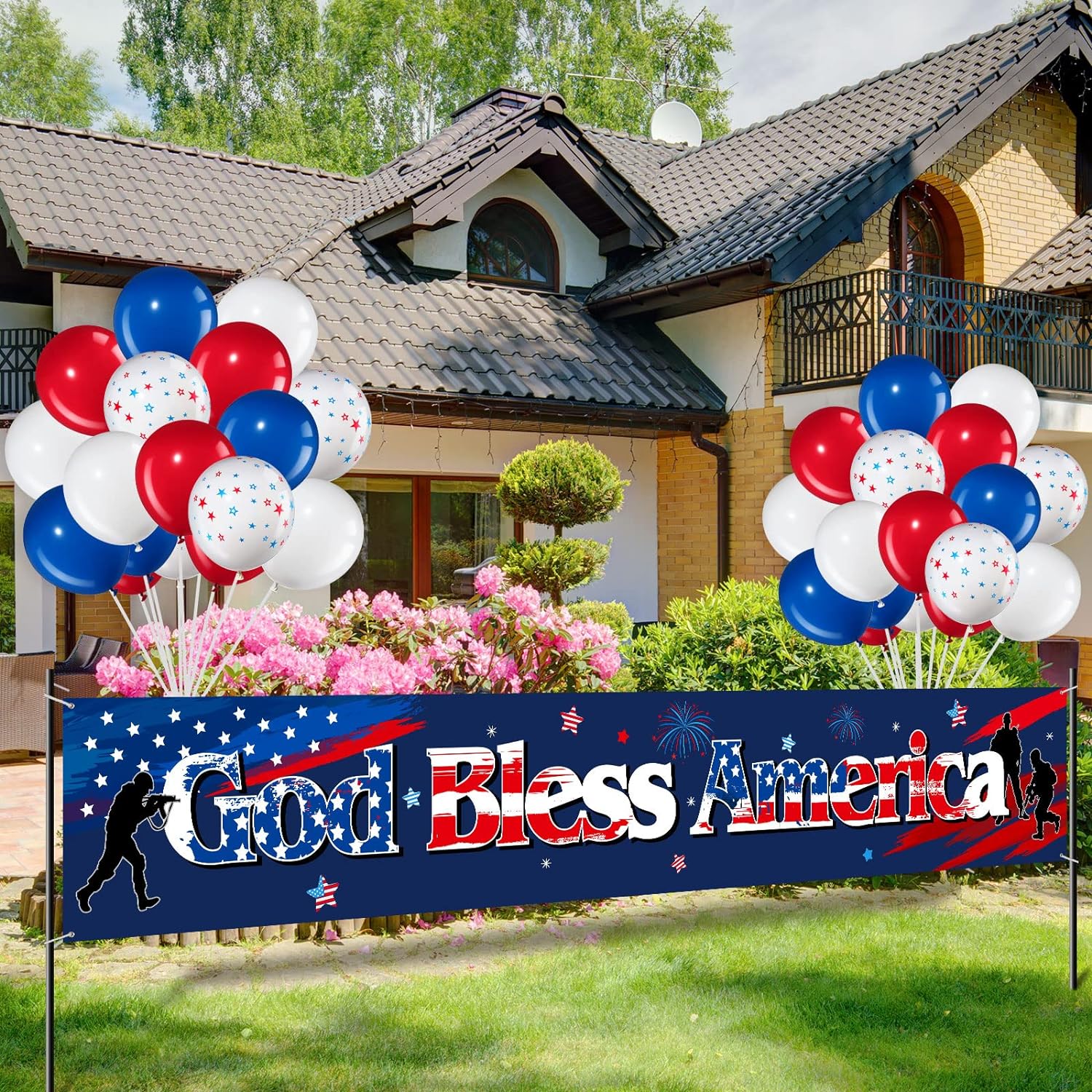 Large Banner Outdoor God Bless AmericaIndependence Day Flag Memorial ...