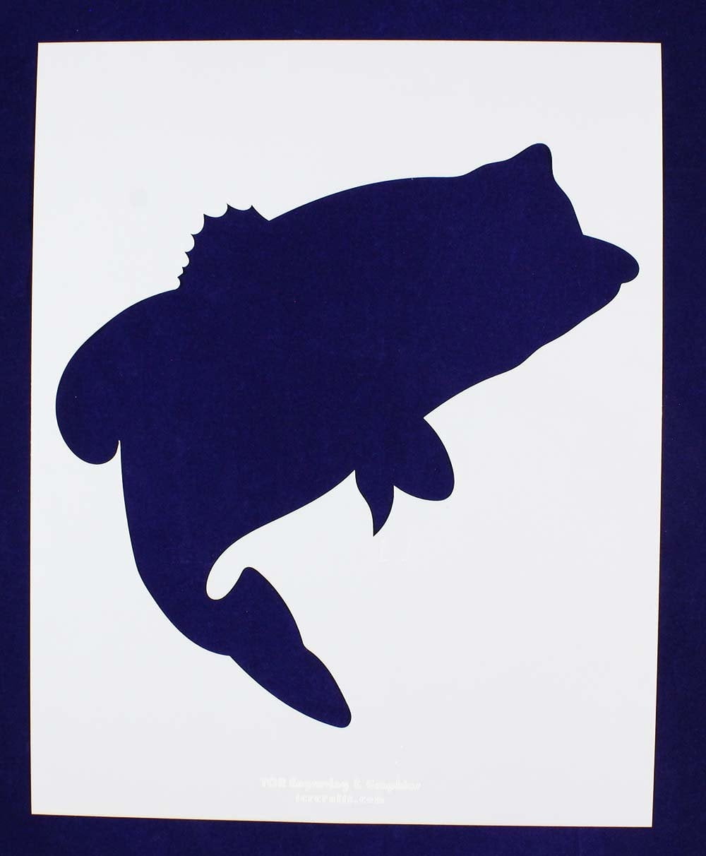 Large Bass Jumping (fish) Stencils -1 pc-Mylar 14mil - Painting /Crafts ...