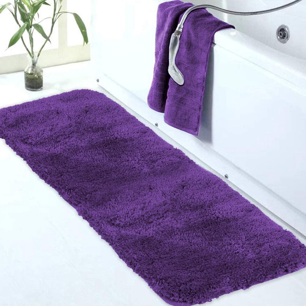 Large Bathroom Rug (24 x 60, Dark Purple) Extra Soft and Absorbent ...