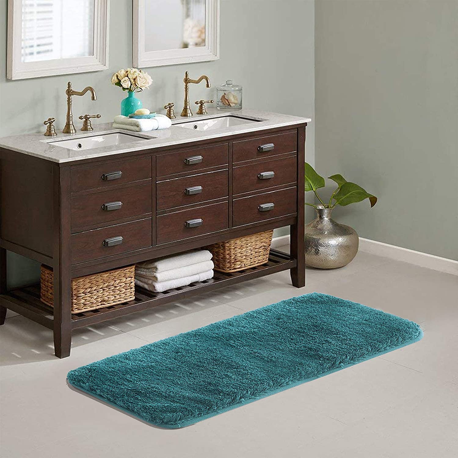 Large Bathroom Rug Extra Soft and Absorbent Shaggy Bathroom Mat Machine ...