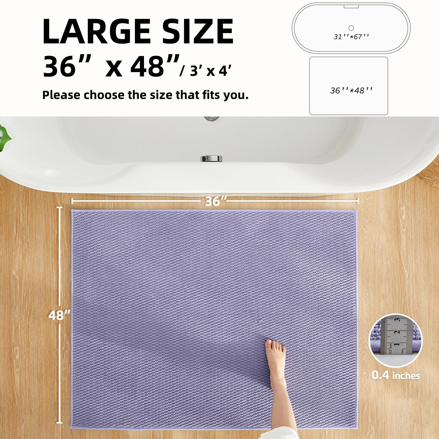 Large Bathroom Rugs Non Slip Washable Bath Super Absorbent Rug Thin ...