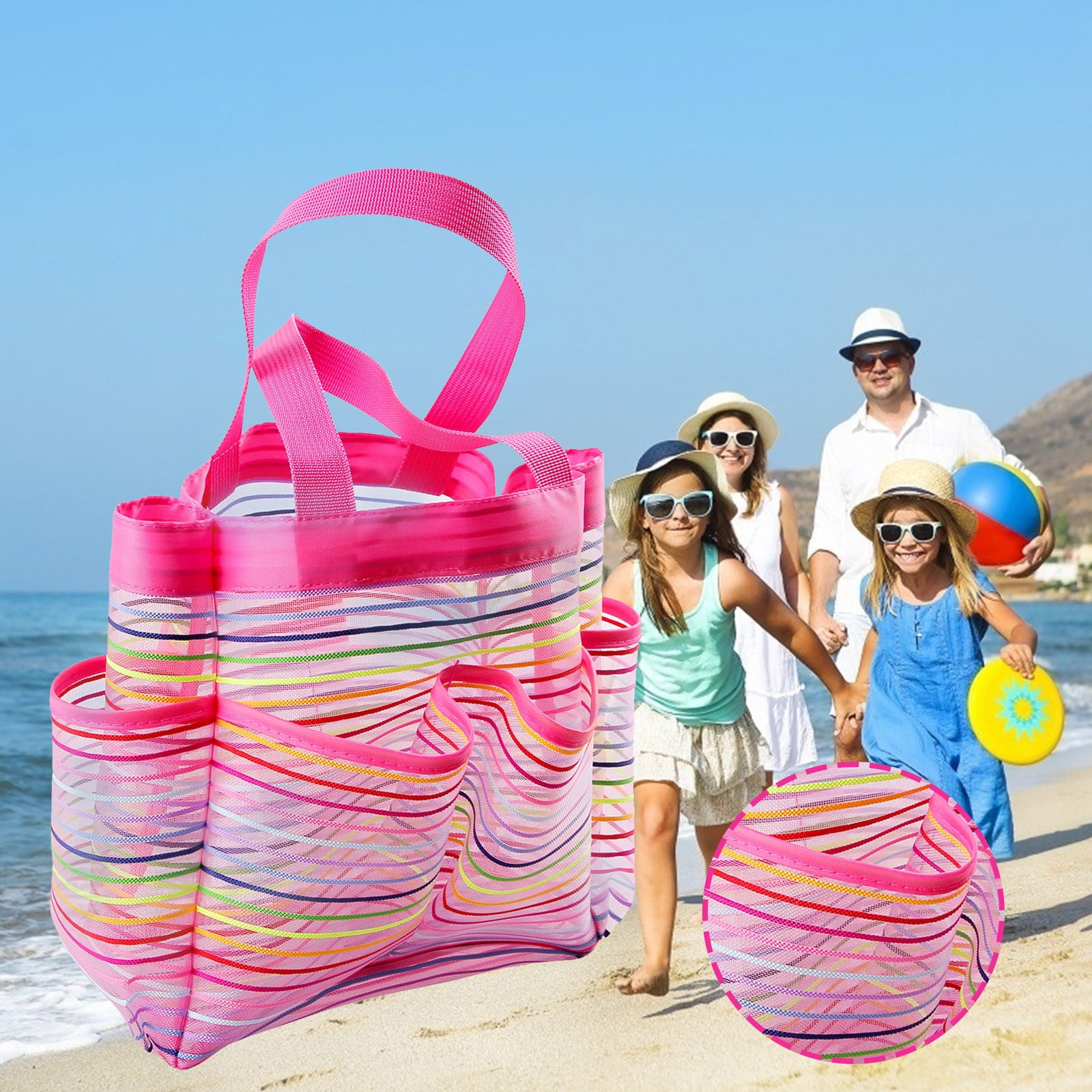 Large Beach Bag Lightweight Beach Toy Bag Waterproof Sandproof Mesh Bag ...