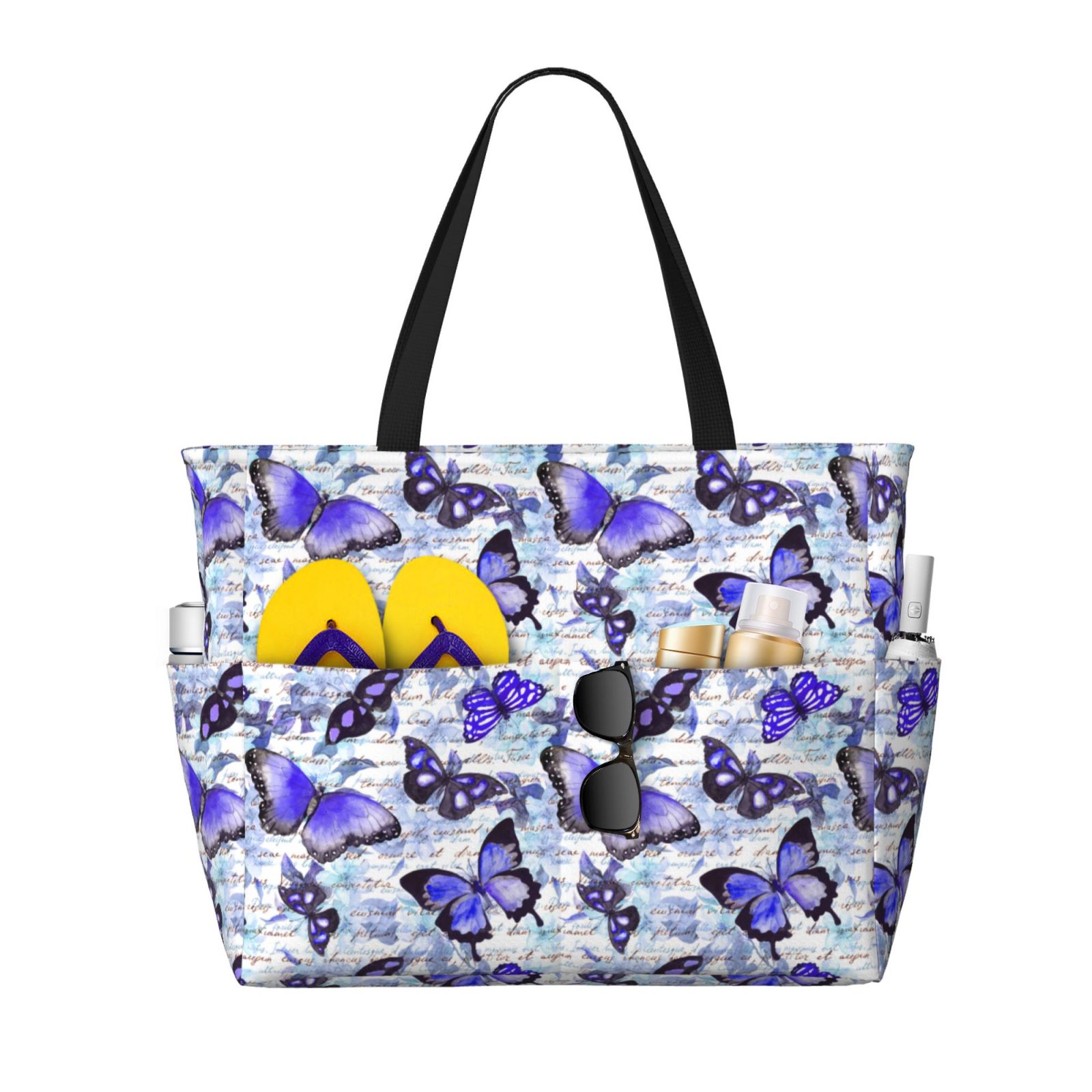 Large Beach Bags Water-resistant Sandproof - Butterflies Cute Beach ...