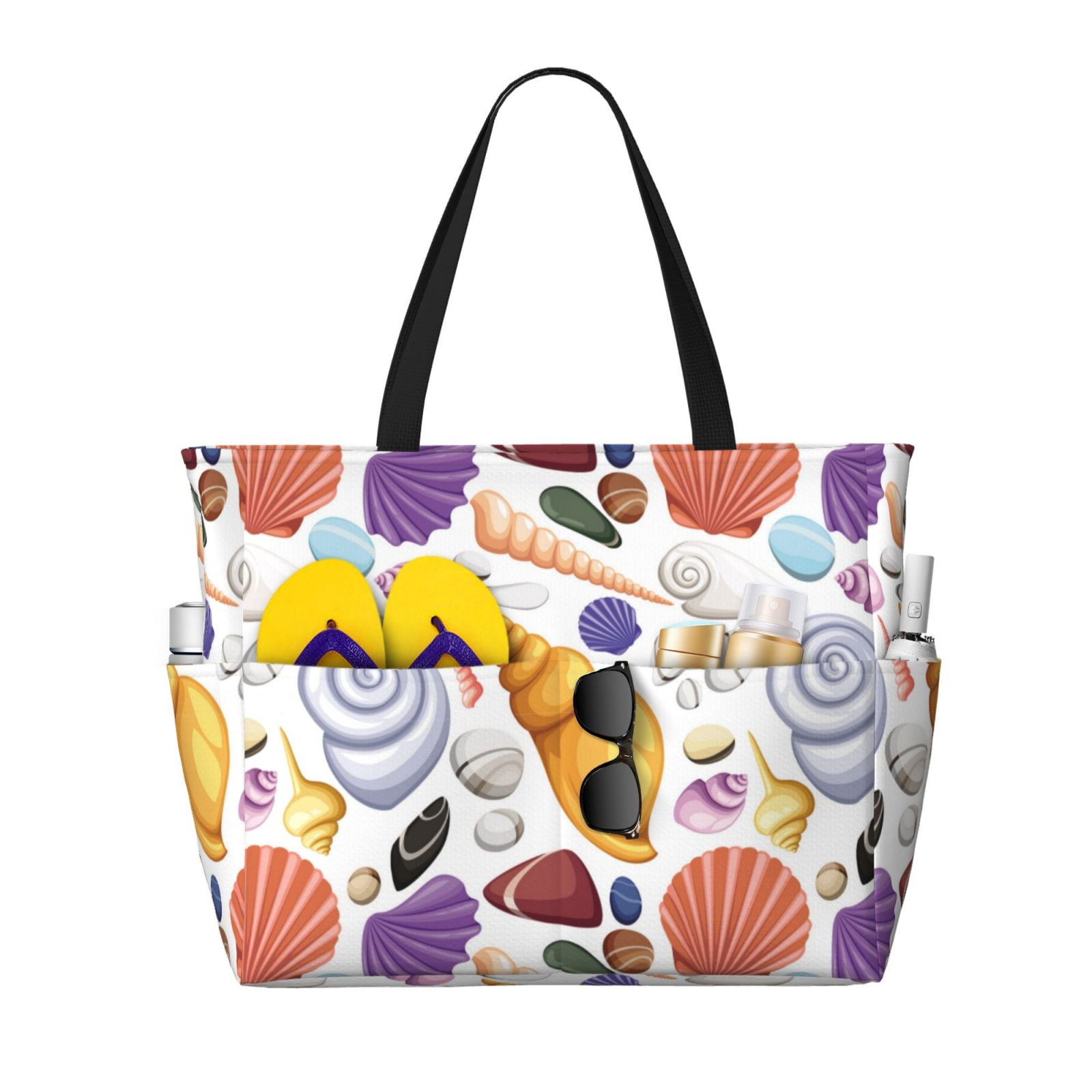 Large Beach Bags Water-resistant Sandproof - Cartoon Conch Shell Cute ...