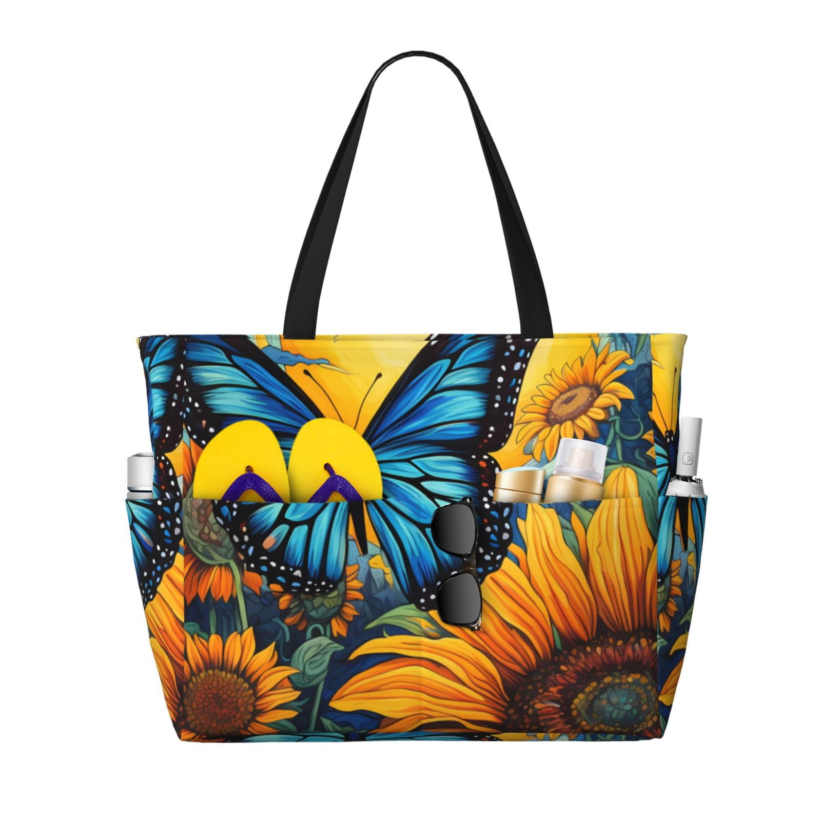 Large Beach Bags Water-resistant Sandproof - Colorful Cloud Butterfly ...