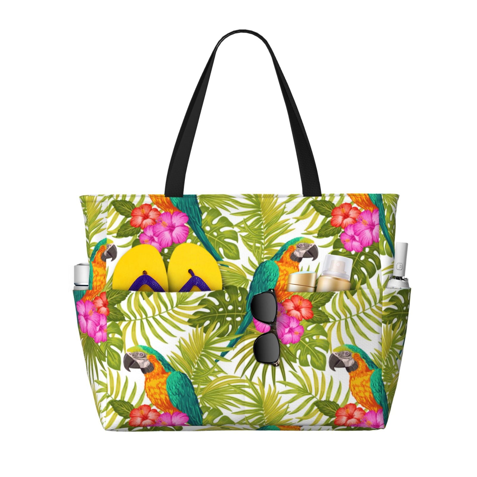 Large Beach Bags Water-resistant Sandproof - Colorful Cute Parrots ...