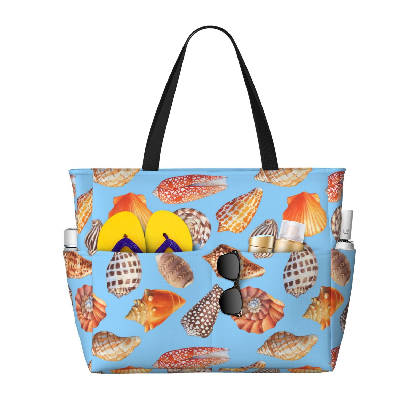 Large Beach Bags Water-resistant Sandproof - Conch Shell Print Cute ...