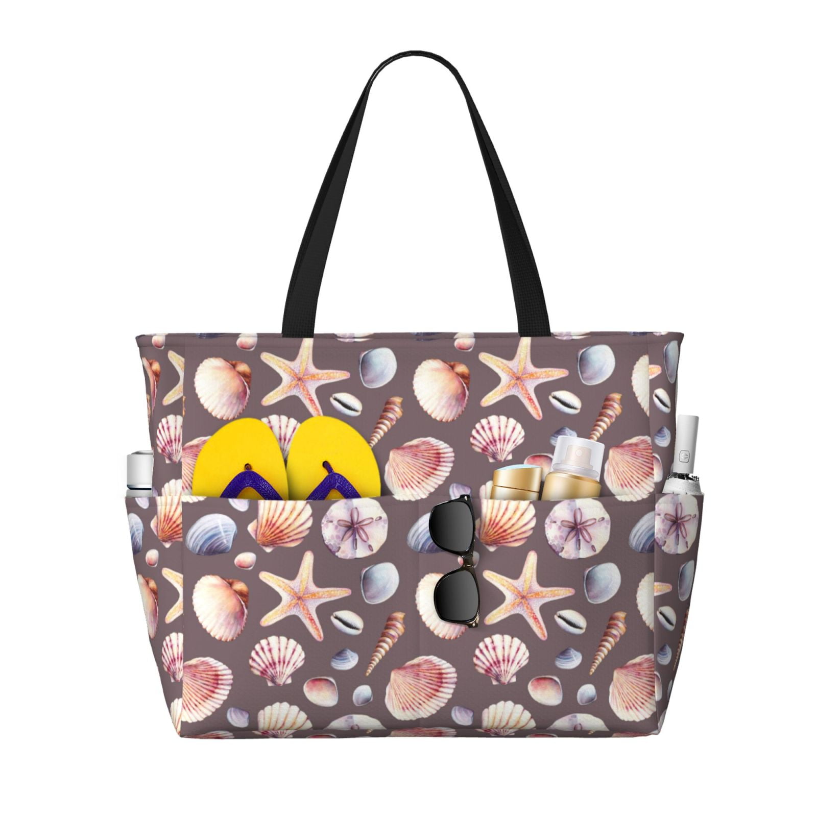 Large Beach Bags Water-resistant Sandproof - Conch Starfish Shell Cute ...