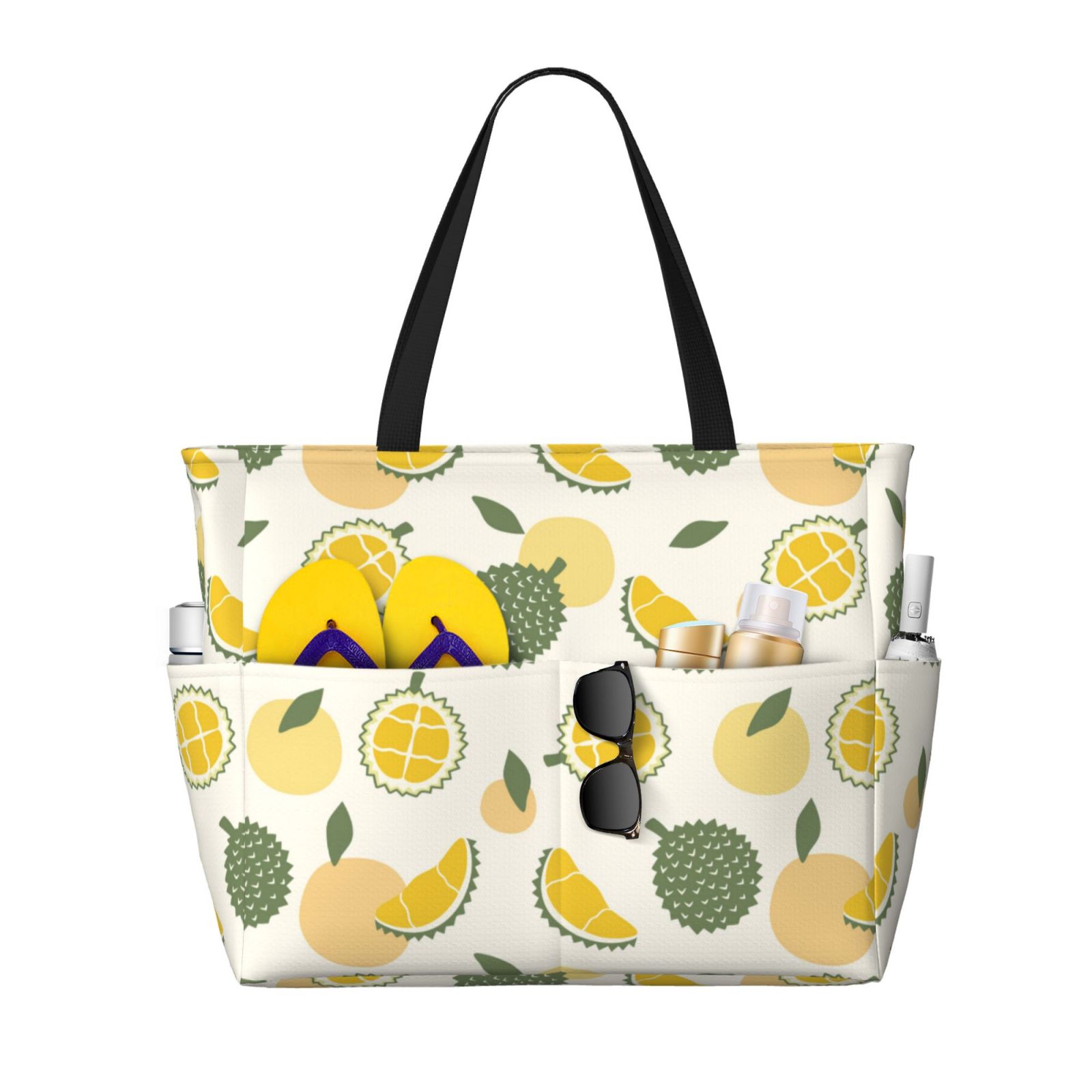 Large Beach Bags Water-resistant Sandproof - Cute Durian Cantaloupe ...