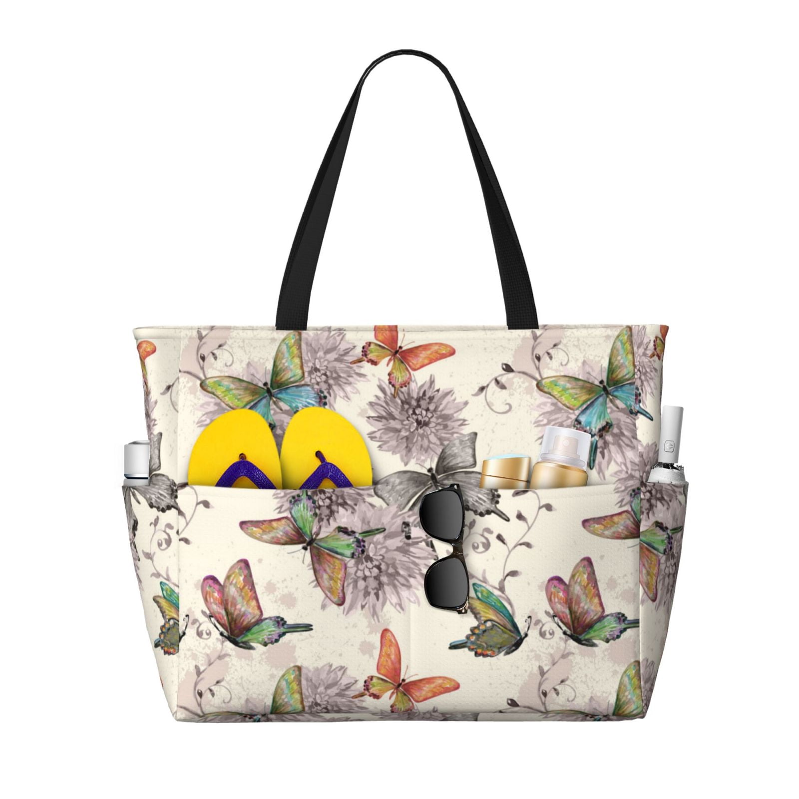 Large Beach Bags Water-resistant Sandproof - Flying Butterflies-1 Cute ...