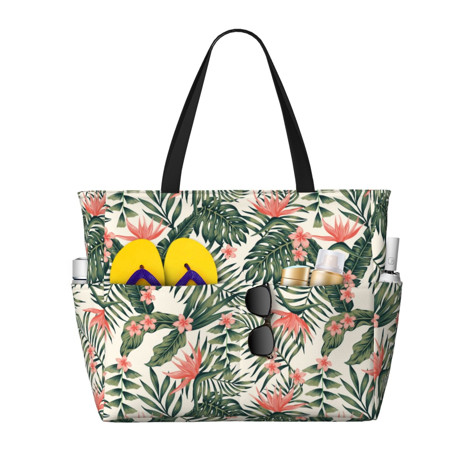 Large Beach Bags Water-resistant Sandproof - Palm Trees and Tropical ...