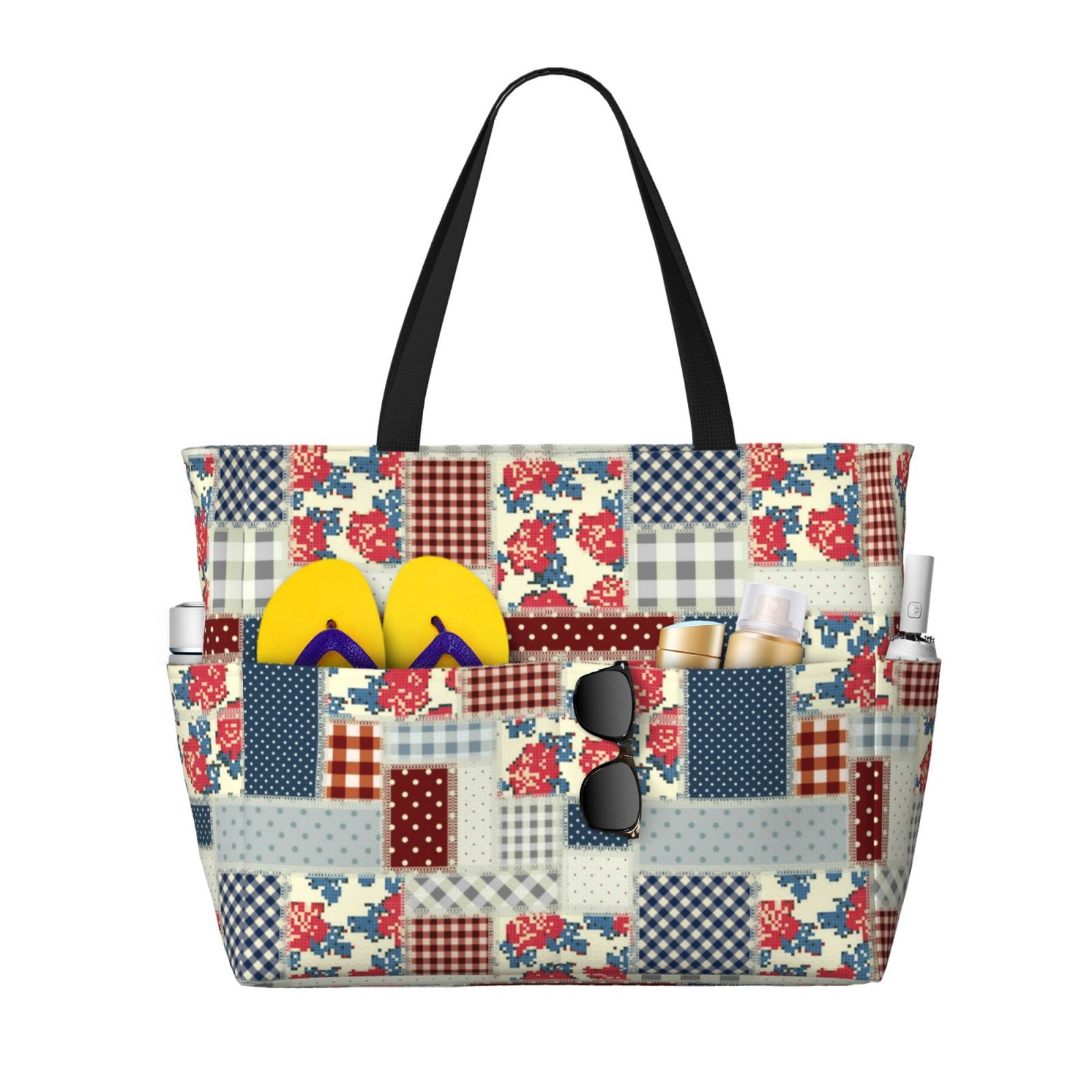 Large Beach Bags Water-resistant Sandproof - Patchwork In Country Style ...