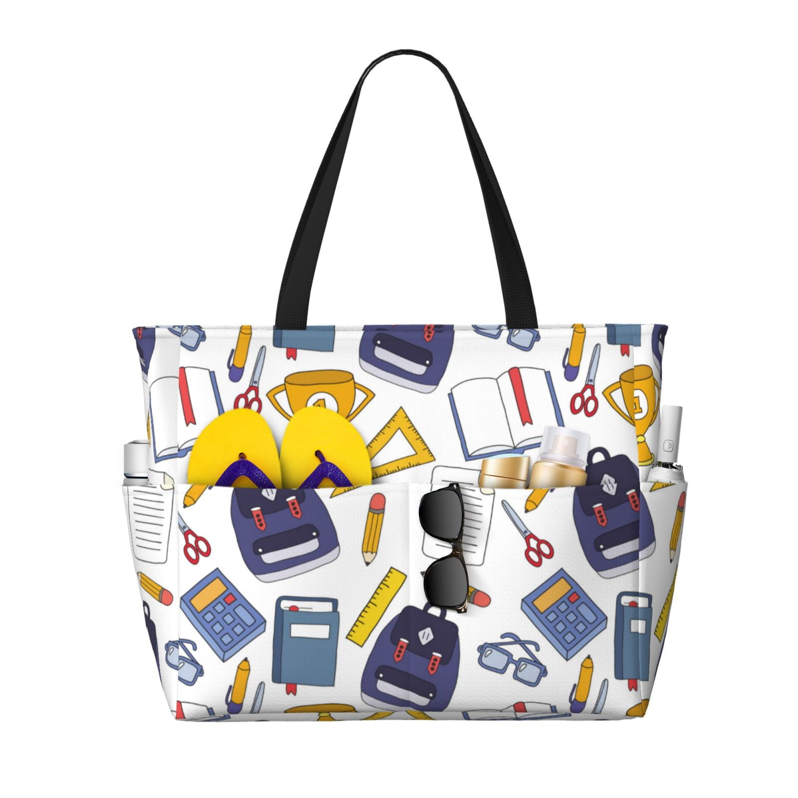 Large Beach Bags Water-resistant Sandproof - bag ruler pen Print Cute ...