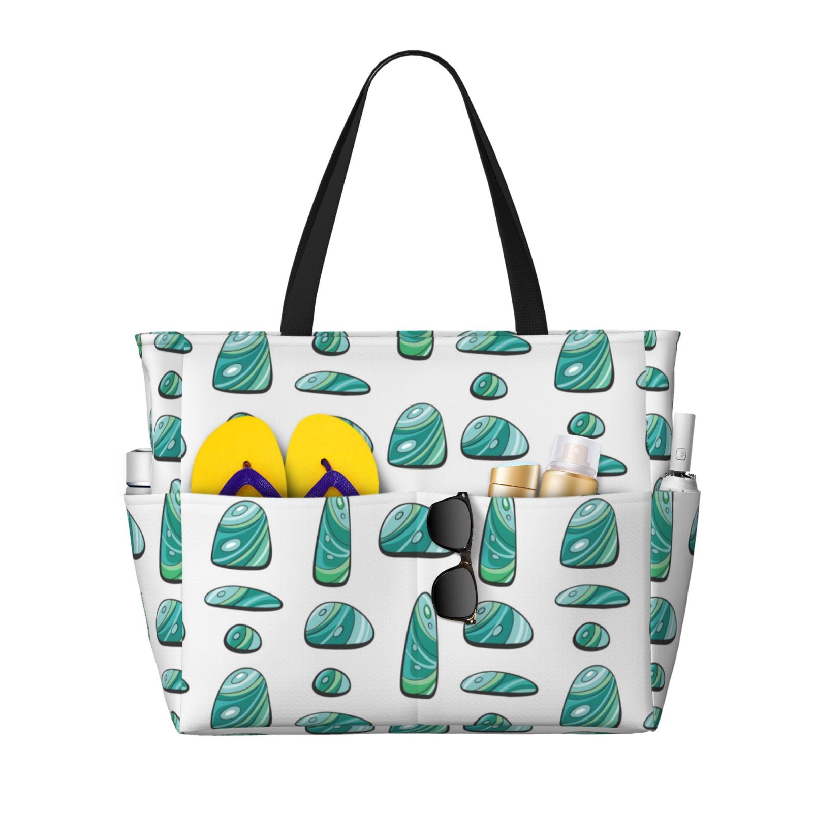 Large Beach Bags Water-resistant Sandproof - cartoon sea pebbles Cute ...