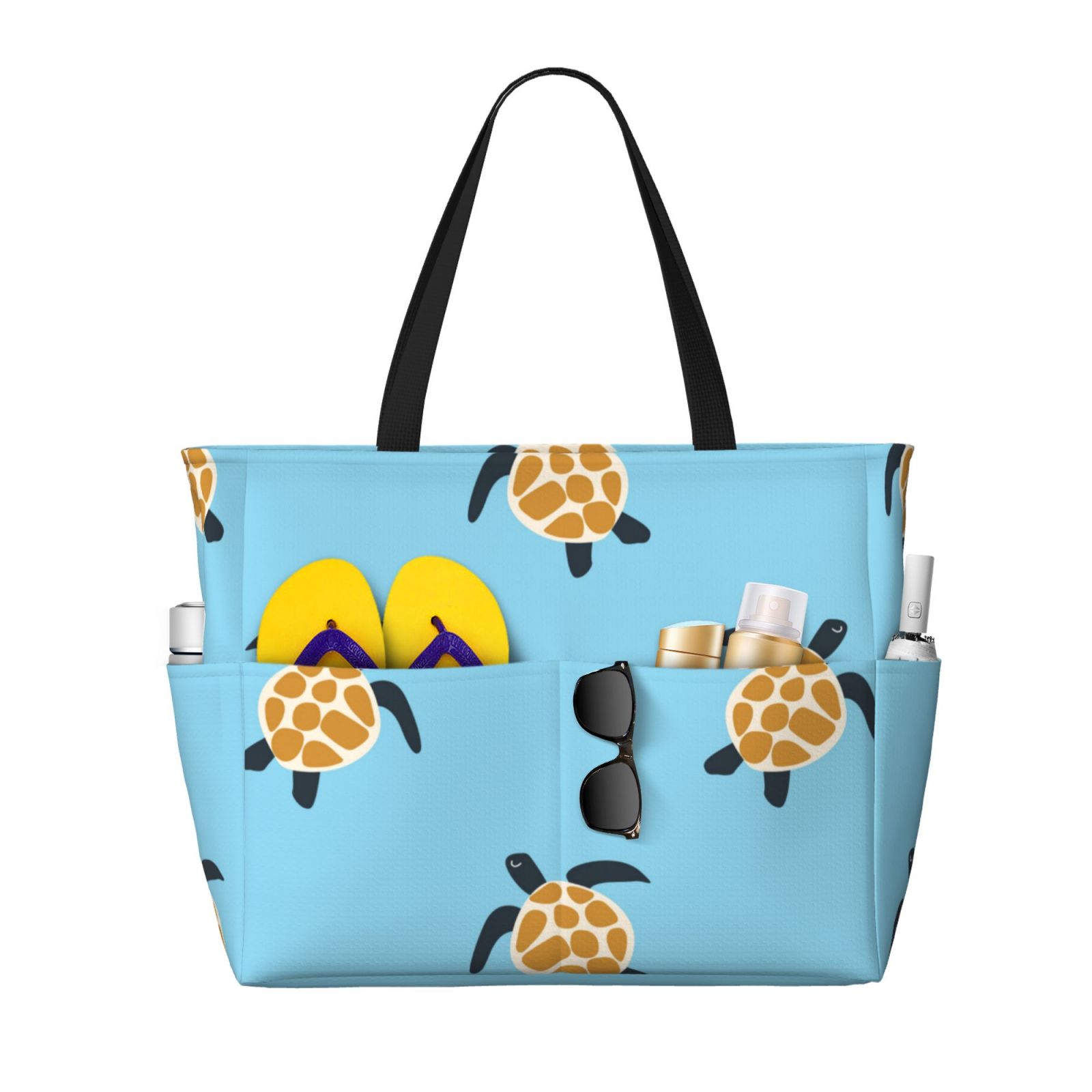 Large Beach Bags Water-resistant Sandproof - cartoon turtle Cute Beach ...