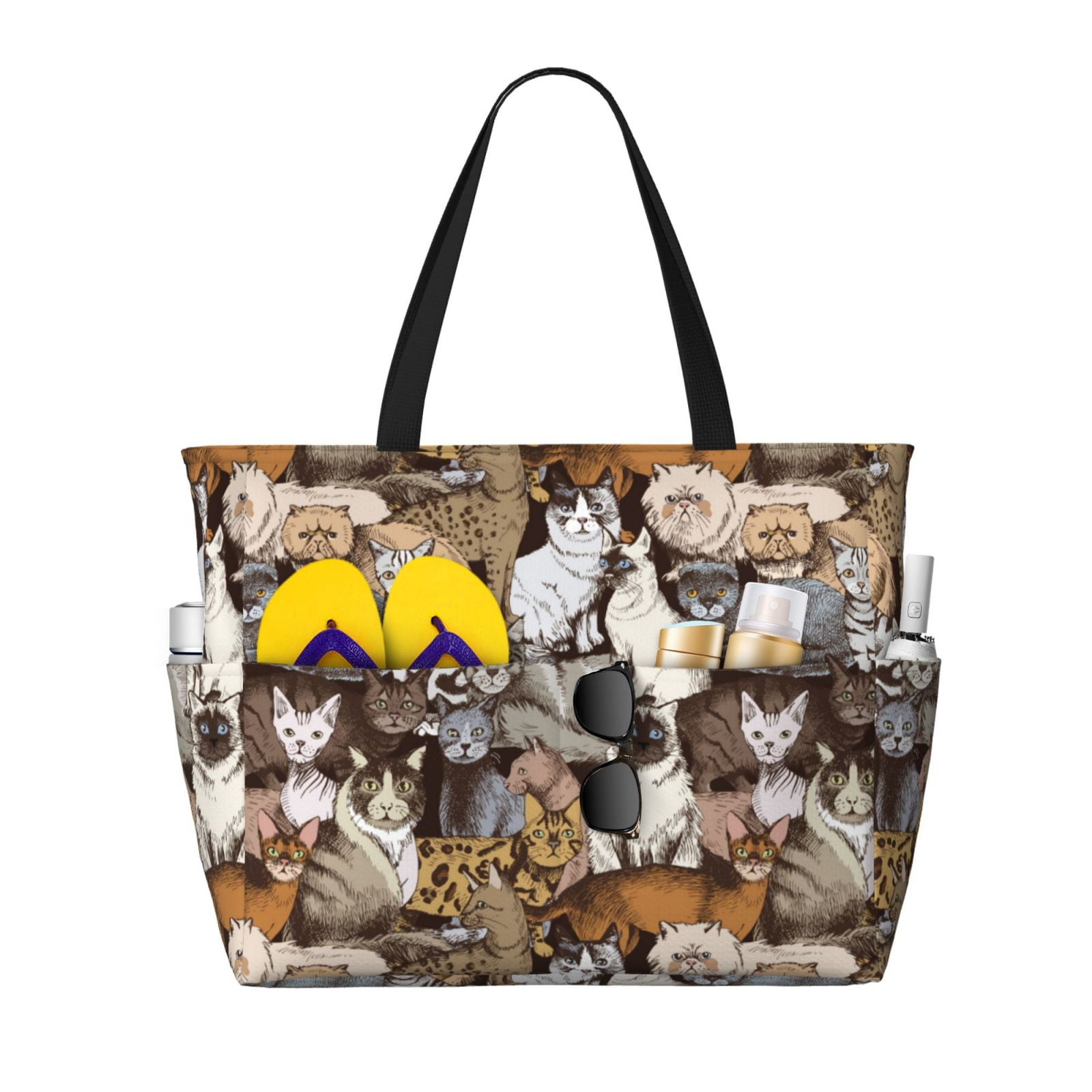 Large Beach Bags Water-resistant Sandproof - cut cats Cute Beach Tote ...