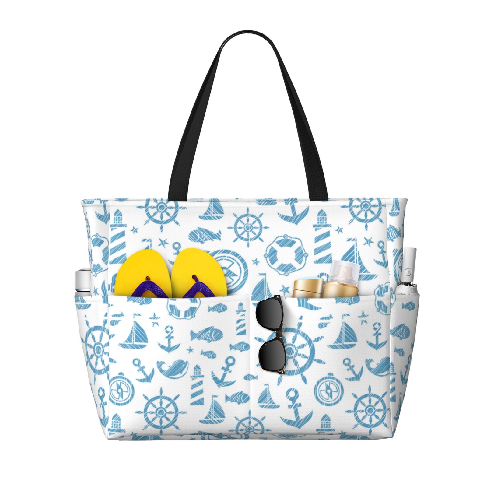 Large Beach Bags Water-resistant Sandproof - rudder sailing ship Cute ...