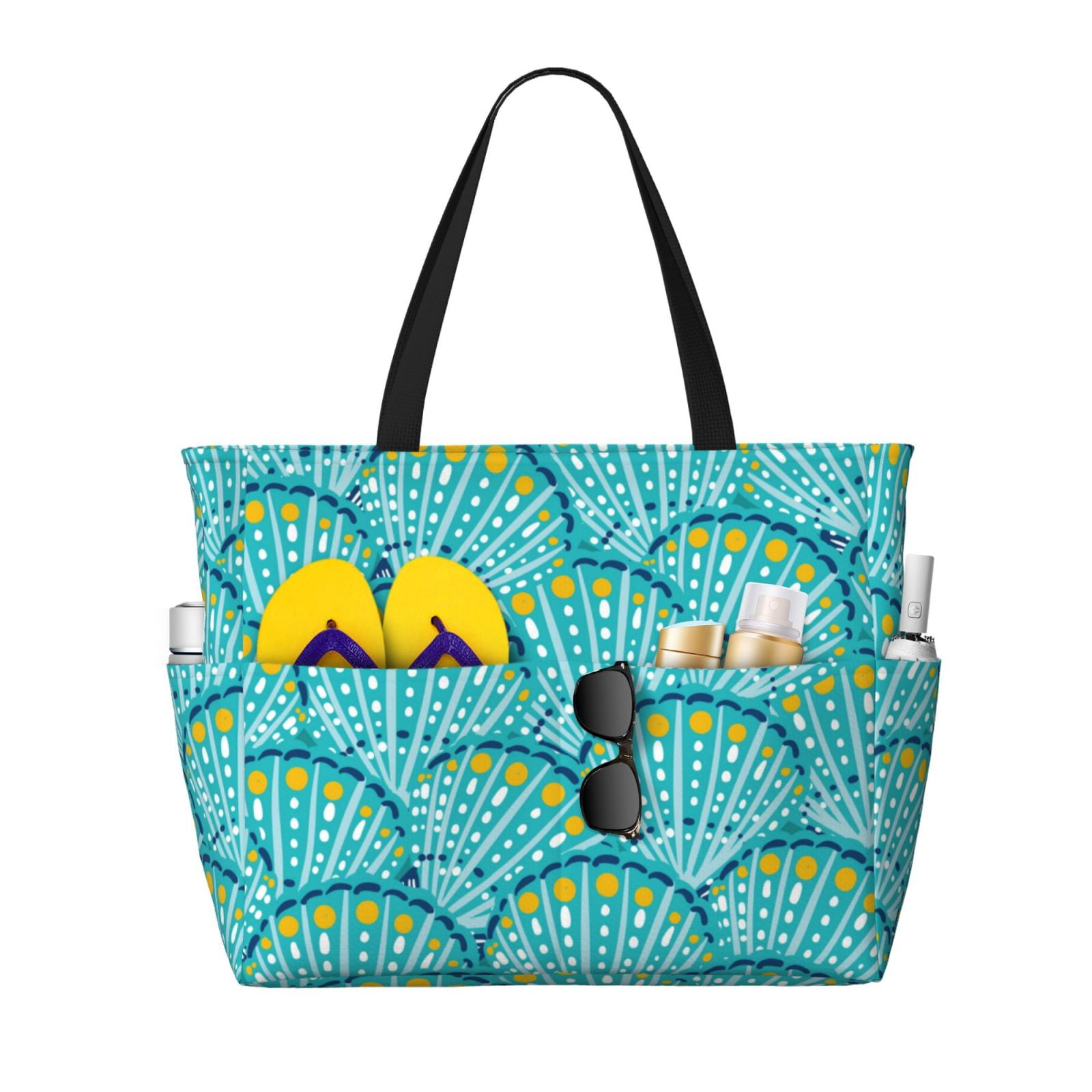 Large Beach Bags Waterproof Sandproof - Beautiful Seashells Cute Beach ...