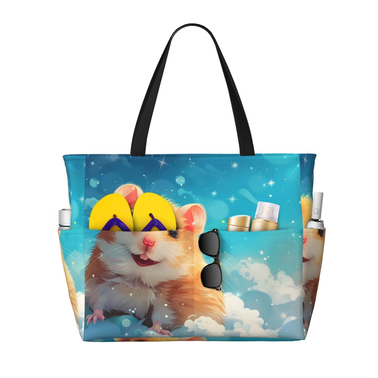 Large Beach Bags Waterproof Sandproof - Cloud Cute Hamster Cute Beach ...