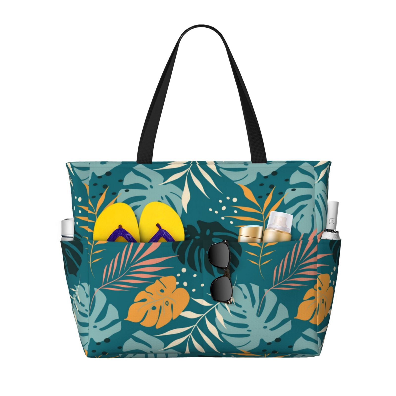 Large Beach Bags Waterproof Sandproof - Hawaiian Style Cyan Blue Cute ...