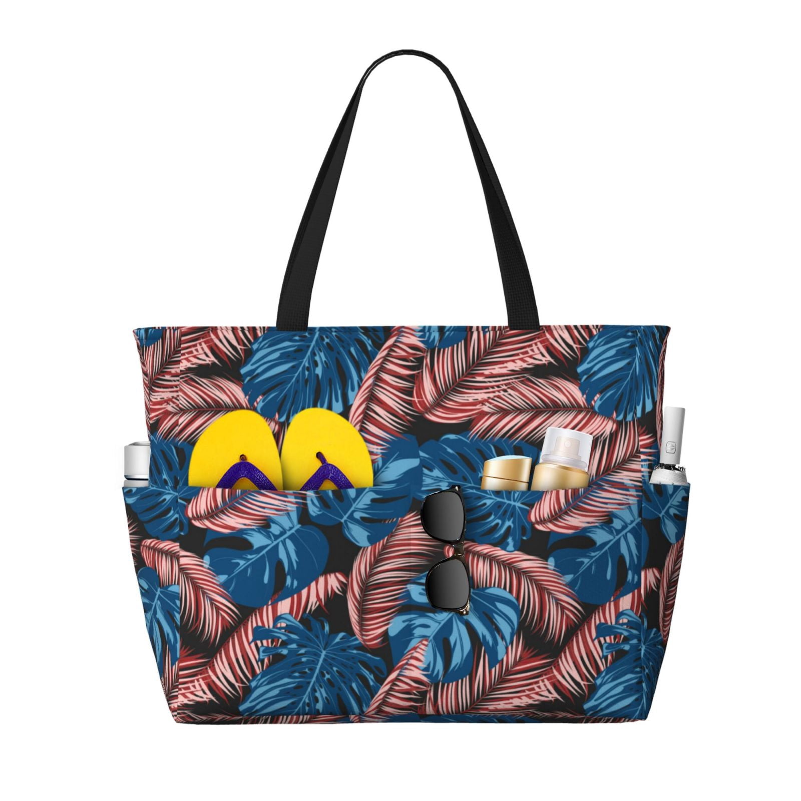 Large Beach Bags Waterproof Sandproof - Hawaiian Style Leaves Cute ...