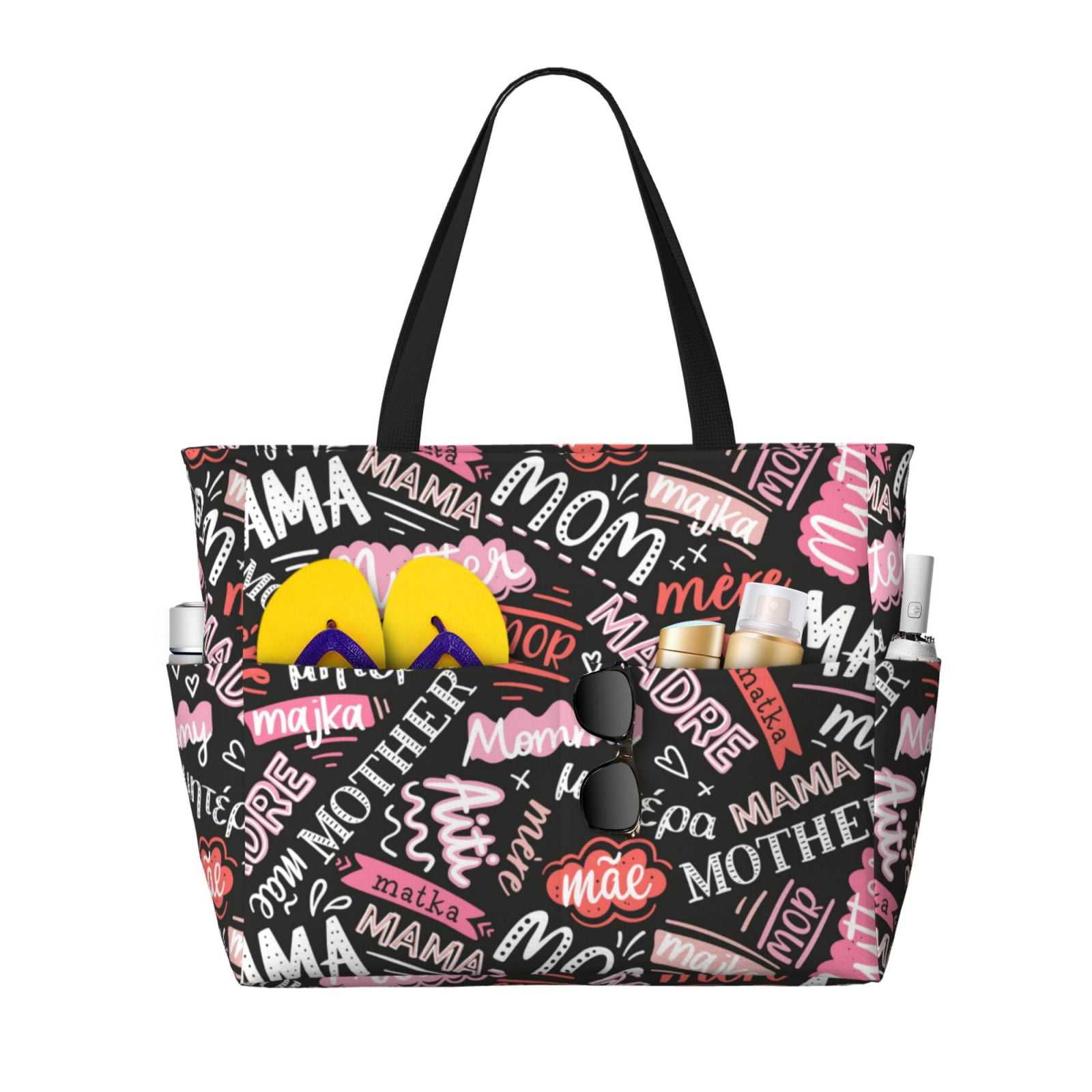 Large Beach Bags Waterproof Sandproof - Various Languages Mother Cute ...
