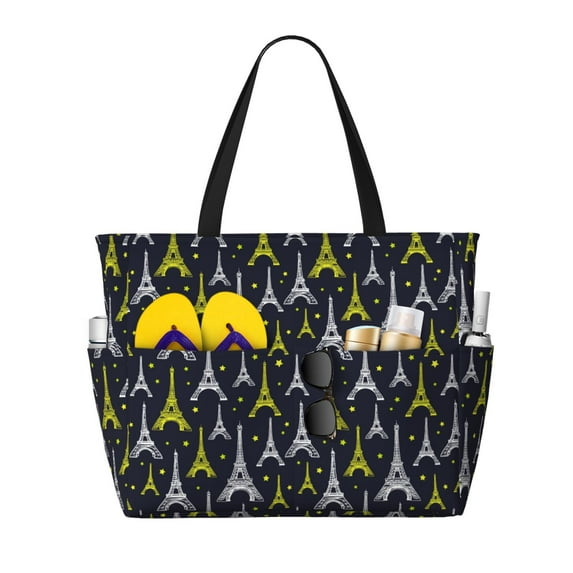Large Beach Bags Waterproof Sandproof - glod Eiffel Tower Cute Beach ...