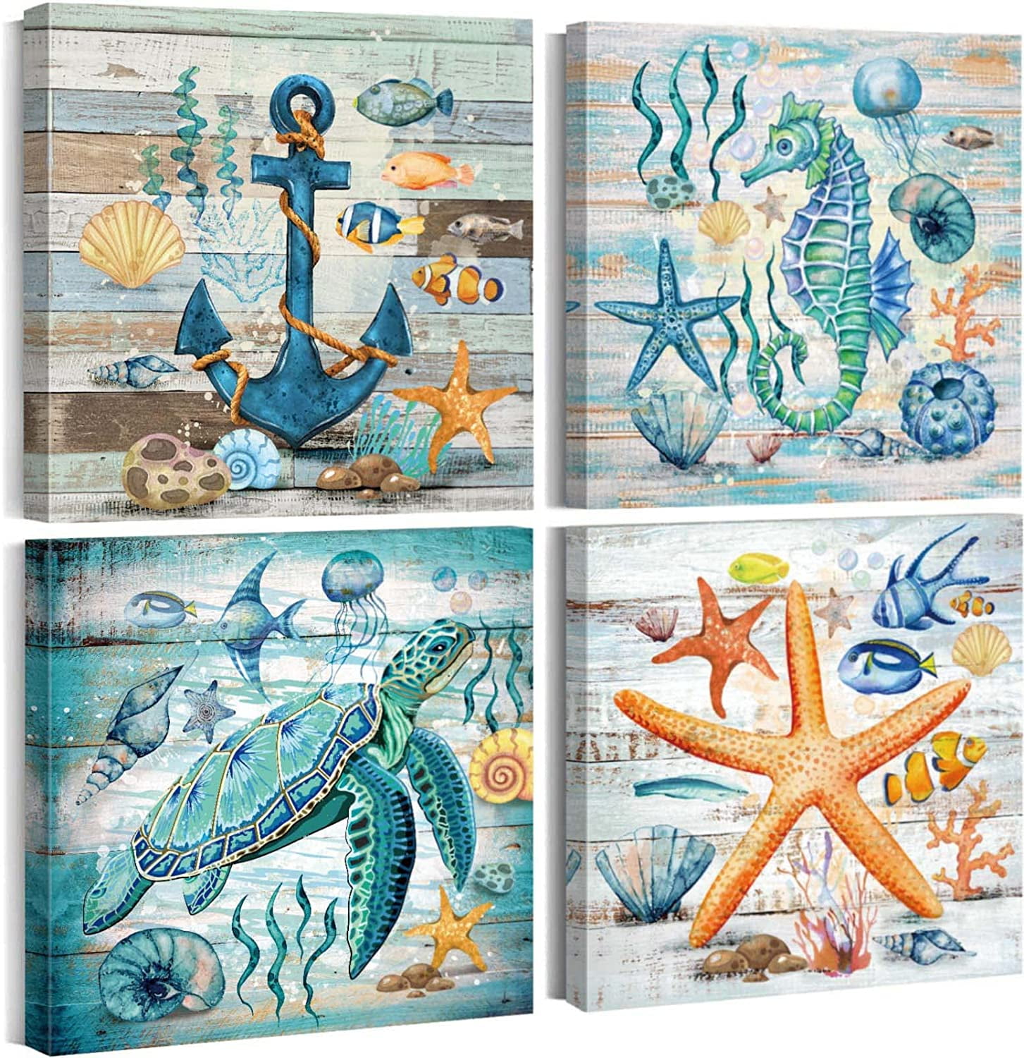 Large Beach Canvas Wall Art Set for Dining Room Living Room Framhouse ...