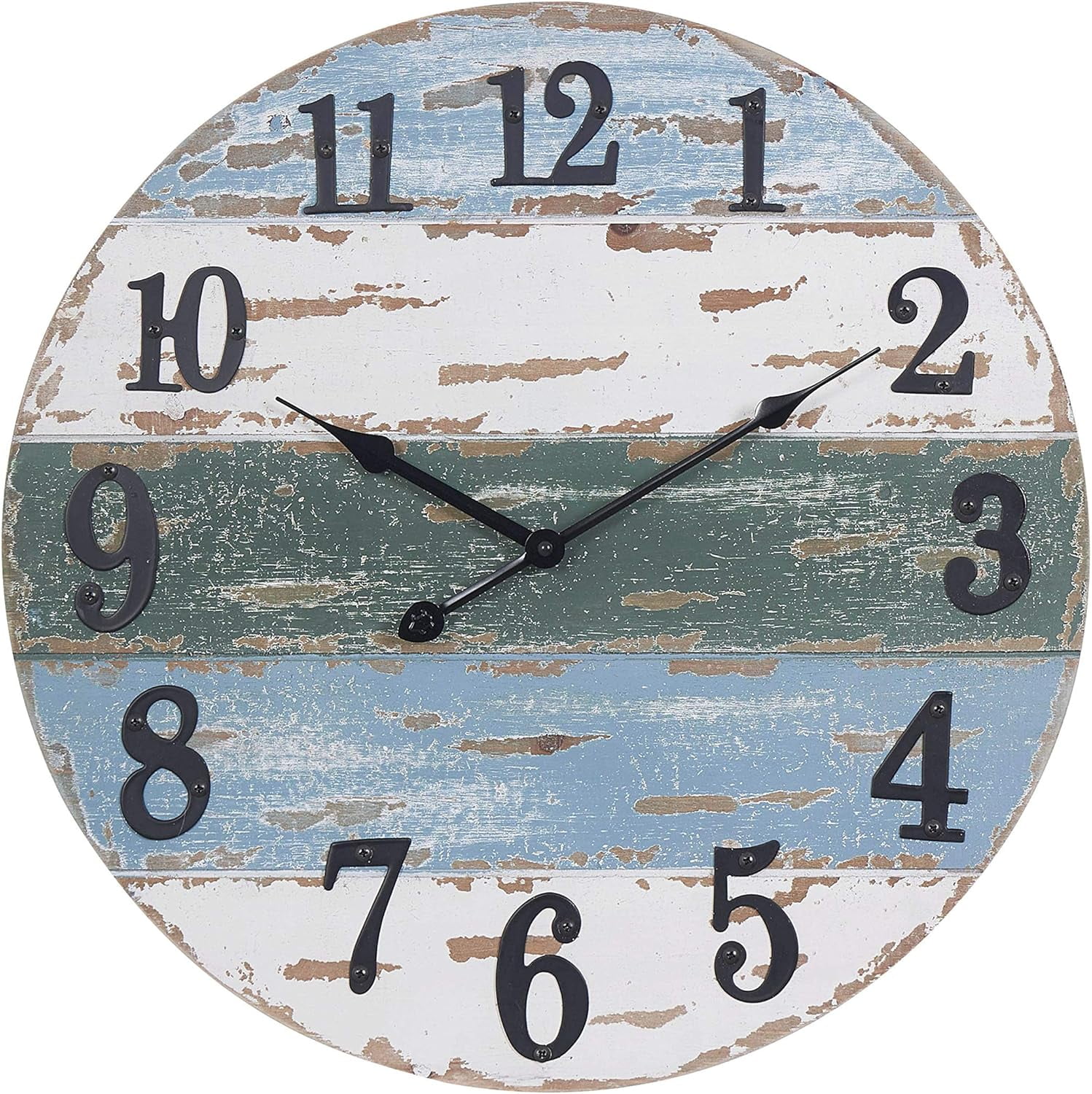Large Beach Coastal Nautical Wall Clock, Wooden Wall Clocks Battery ...