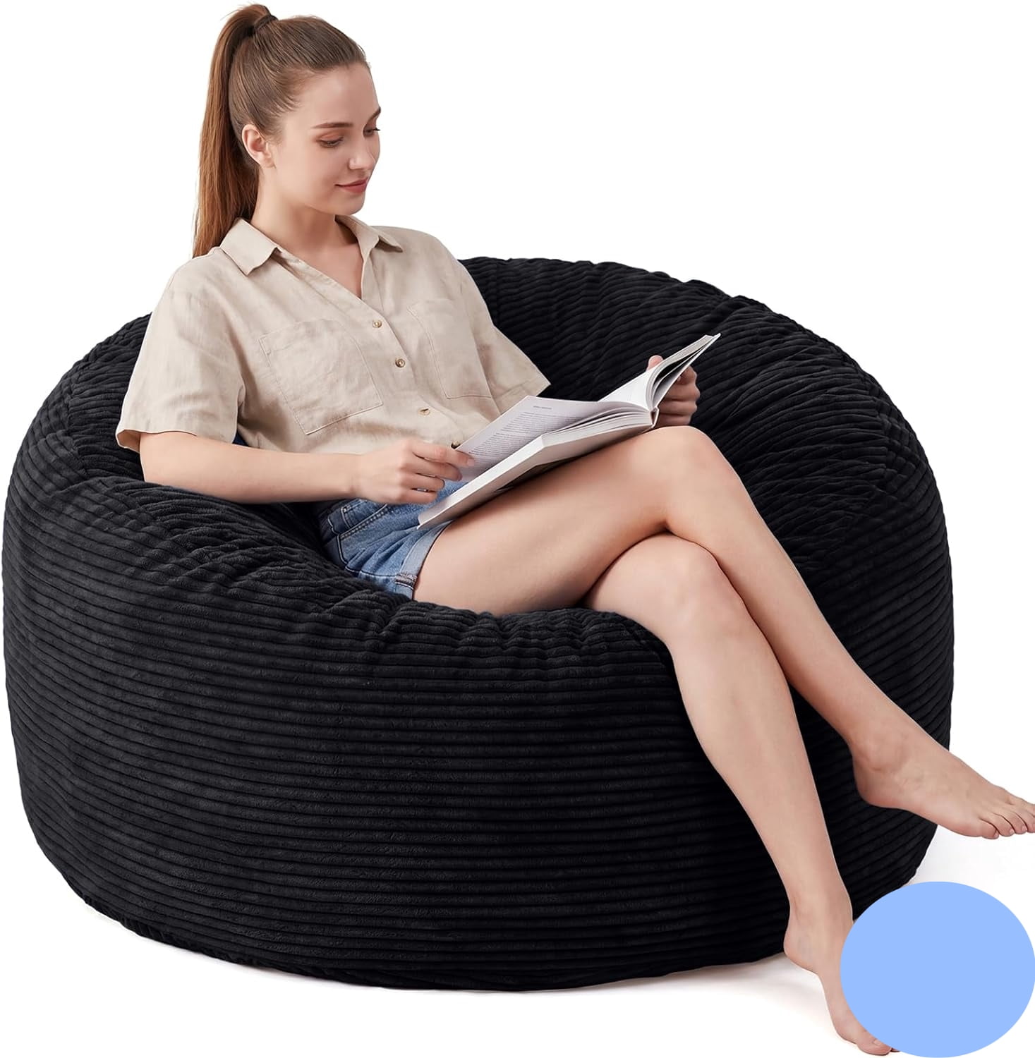 Large Bean Bag Chairs for Teens, 4FT Bean Bag with Memory Foam Filling ...