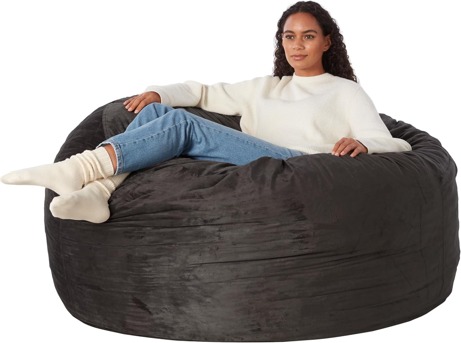 Large Bean Bag Chairs for Adults 5 ft Blue Memory Foam Filled with ...