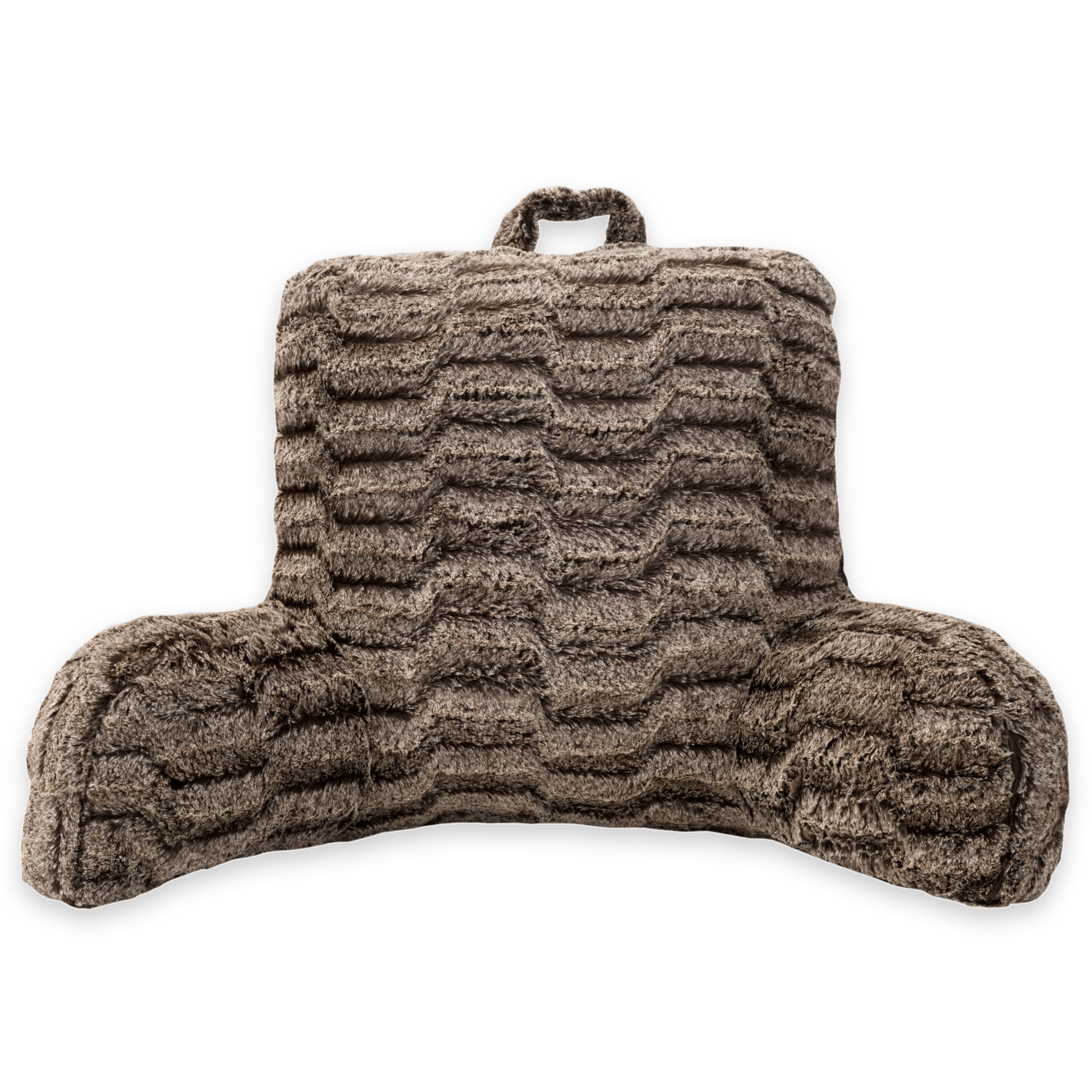 Arlee Home Fashions Bed Rest Back Pillow with Arms - Plush Brown Fur ...