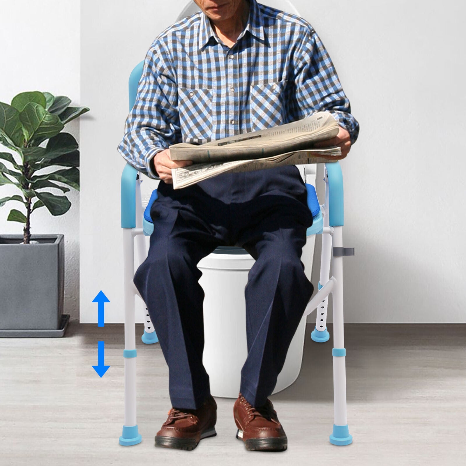 Large Bedside Toilet EVA Commode Portable Folding Chair Adult Potty ...