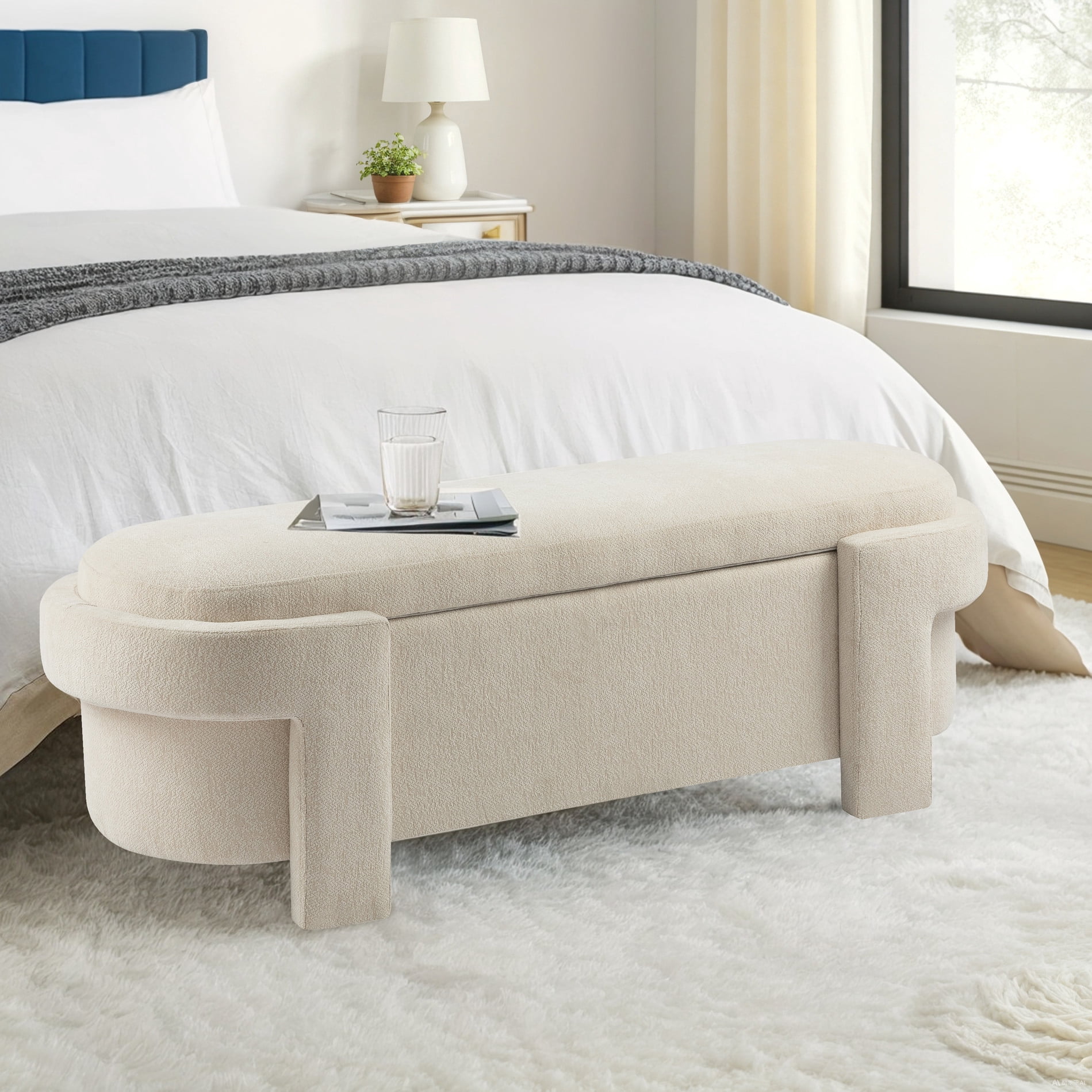 Large Beige Storage Bench - 51"*20"*17" Material, Adds Style To Your ...