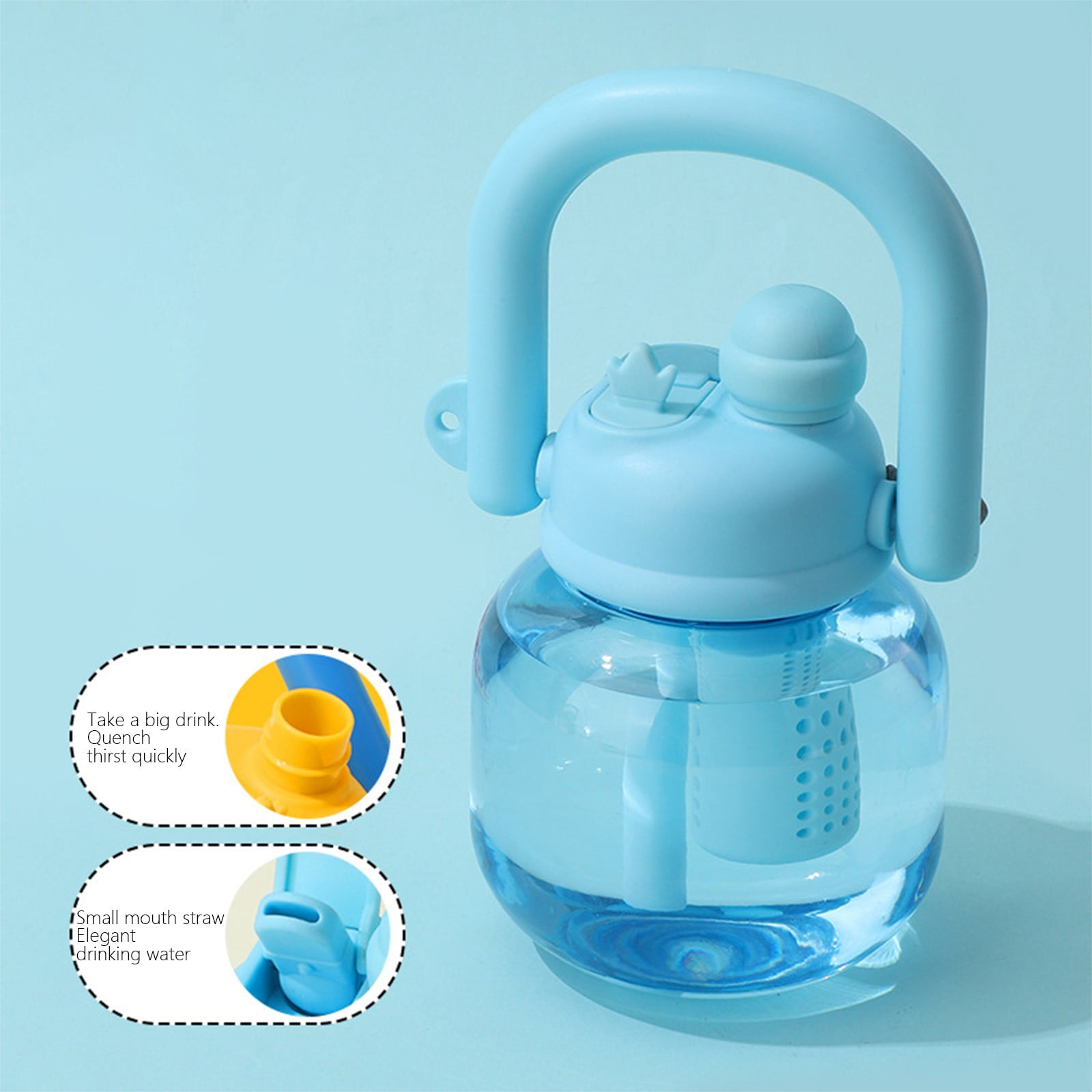 Large Belly Cup Water Bottle with Straw | Frosted Plastic | High ...