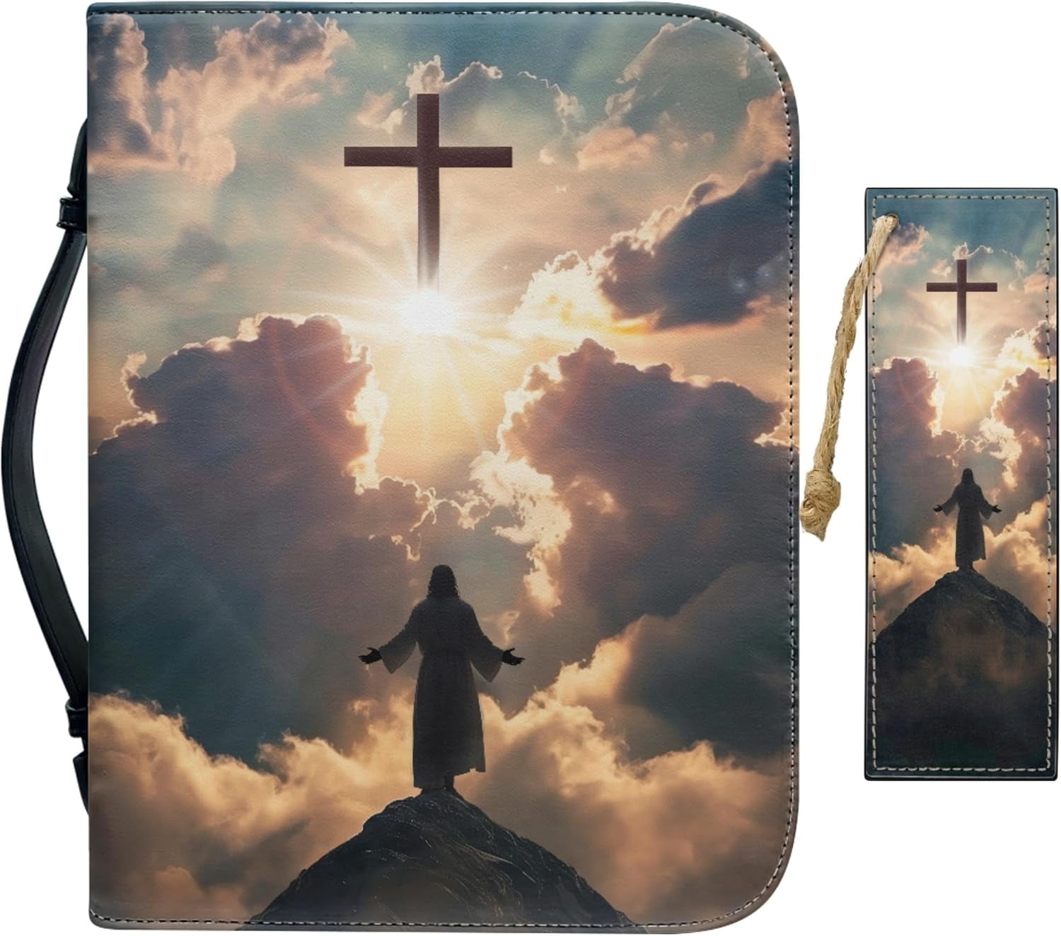 Large Bible Cover Case for Women Men American Flag Cross Leather Bible ...