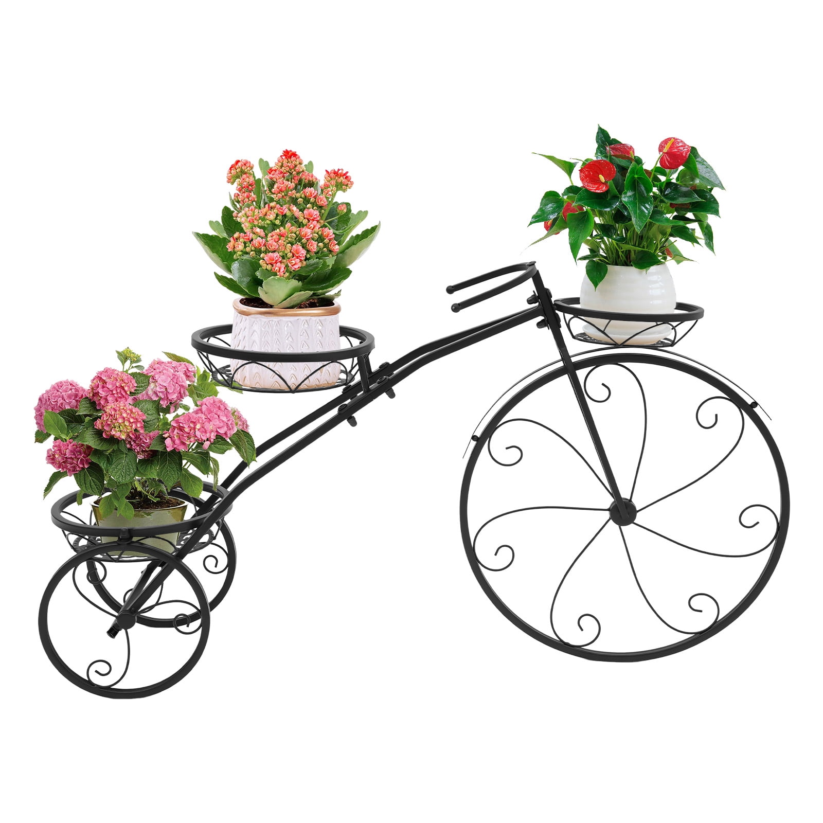 Large Bicycle Plant Stand Metal Flower Pot Cart Holder Patio Stand Bike ...