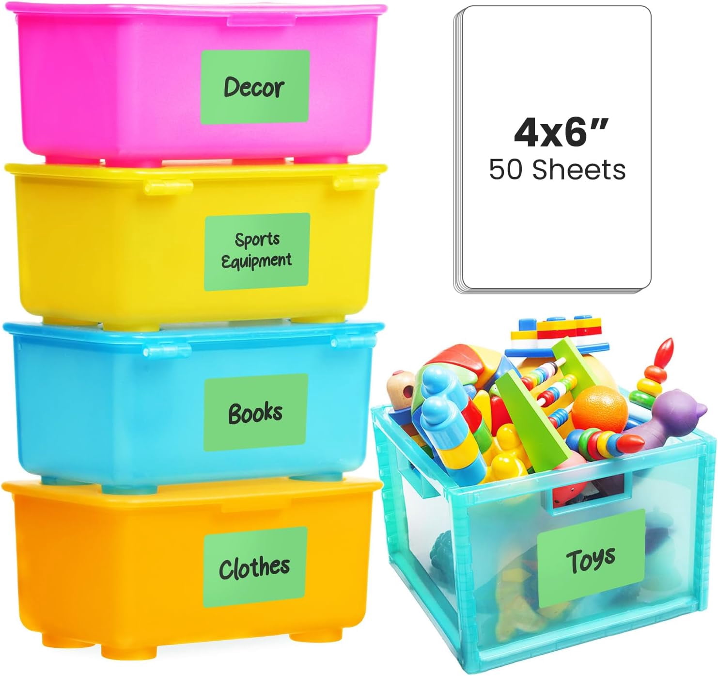 Large Bin Labels for Storage Bins (50 6x4) Storage Bin Labels - Pantry ...