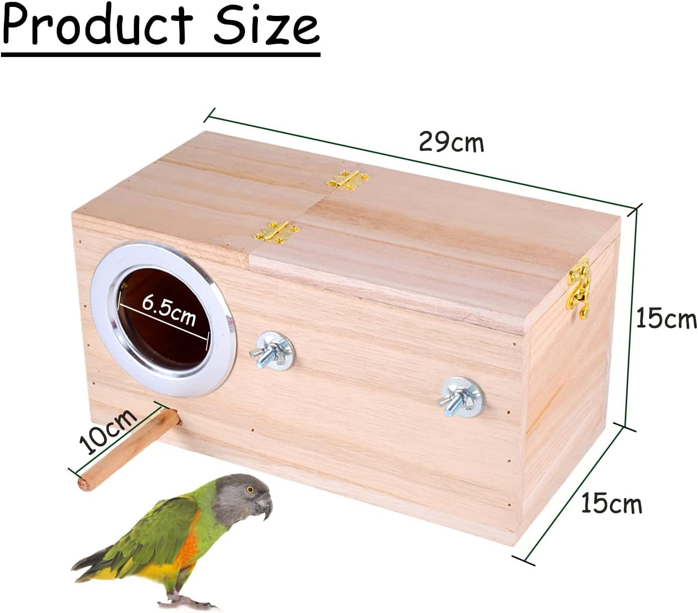Large Bird Breeding Box with Natural Wood Platform for Parrots ...