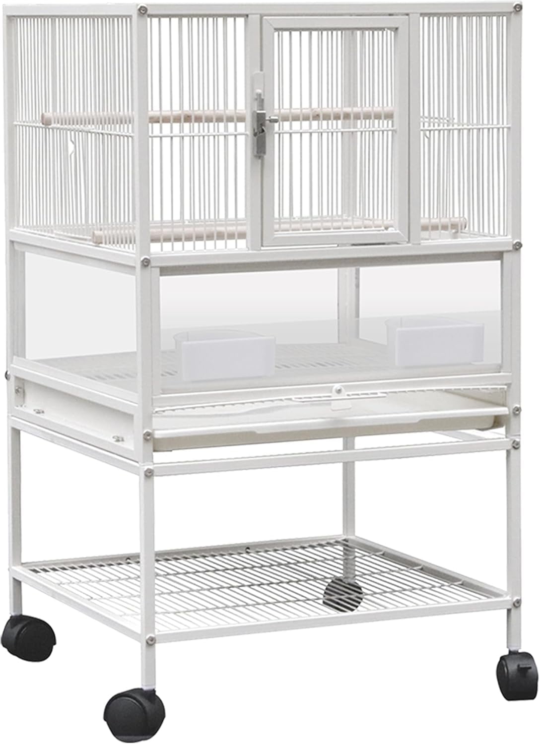 Large Bird Cage 32-inch Wrought Iron Parrot Cage with Transparent ...