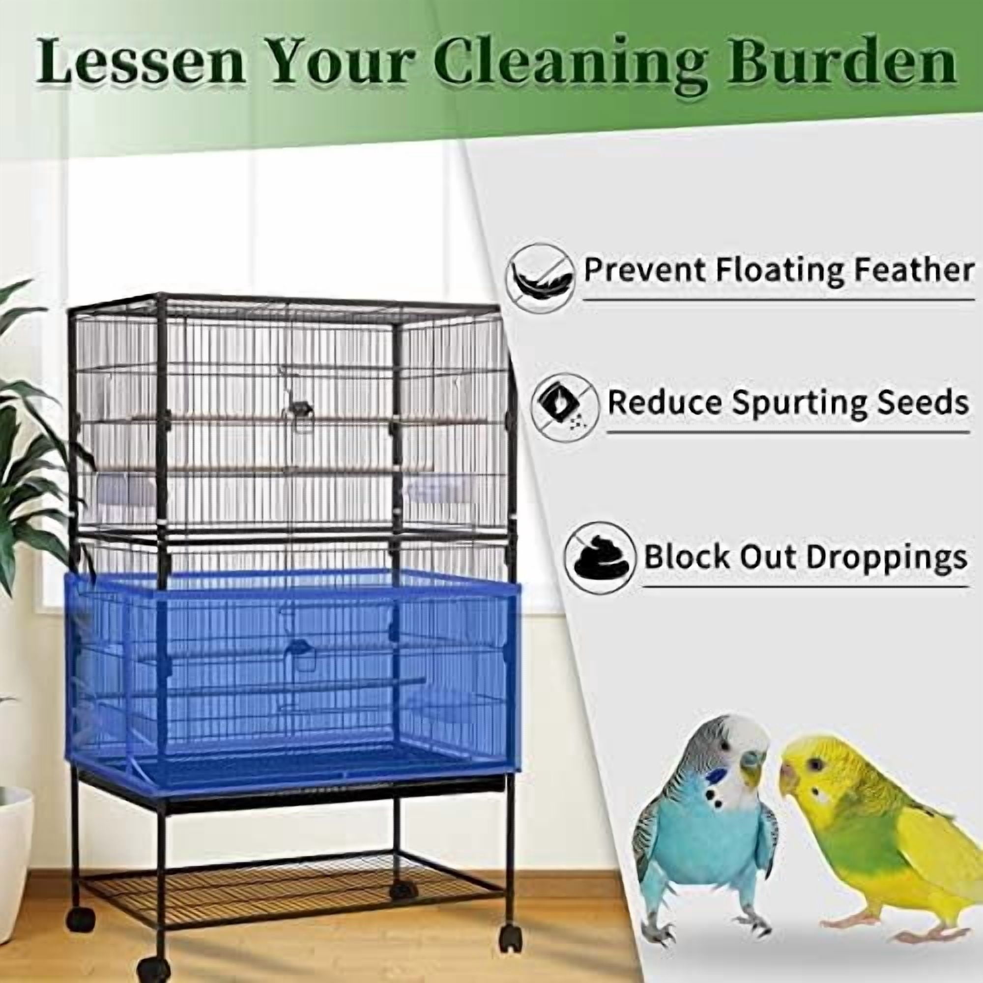Large Bird Cage Cover, Bird Cage Seed Catcher, Adjustable Soft Airy ...