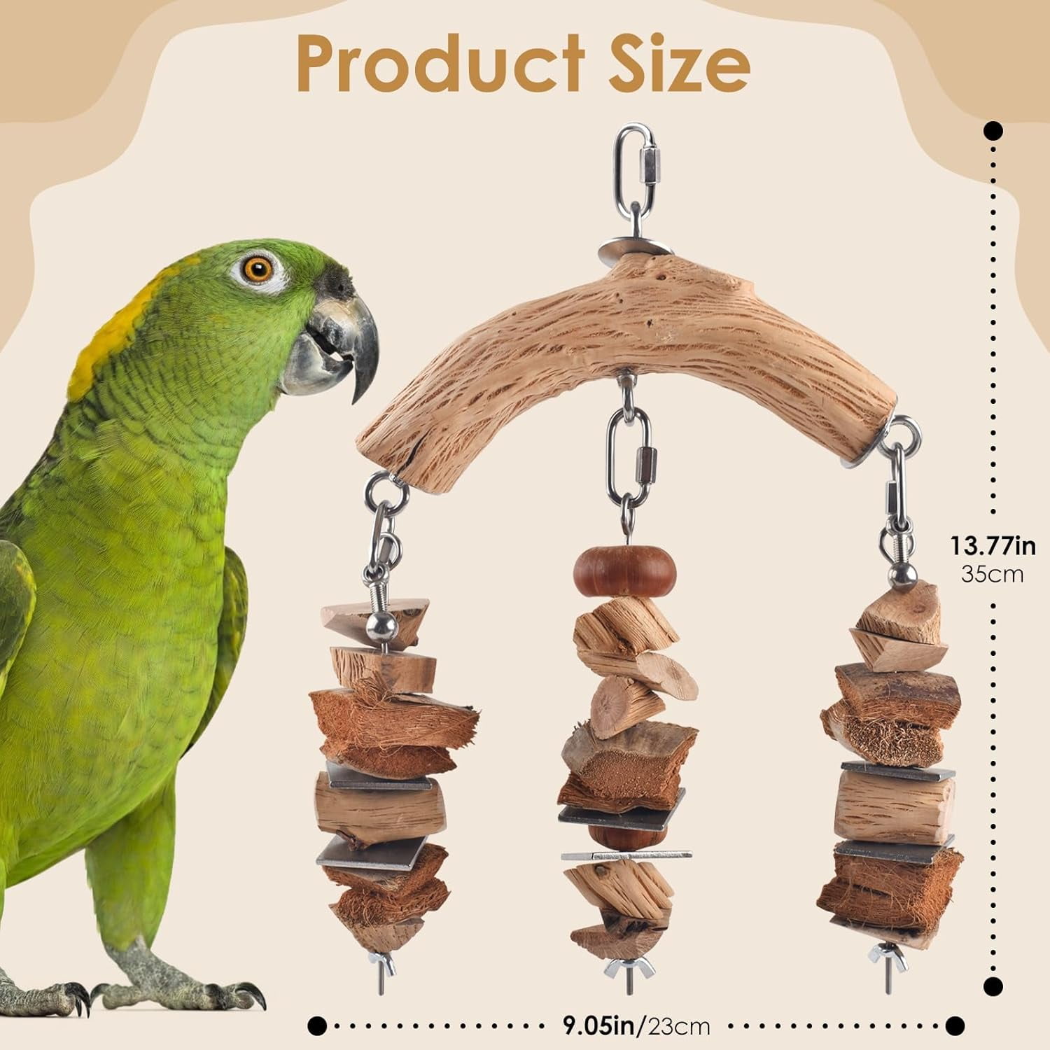 Large Bird Wooden Chew Blocks with Stainless Steel Hook for Macaws ...