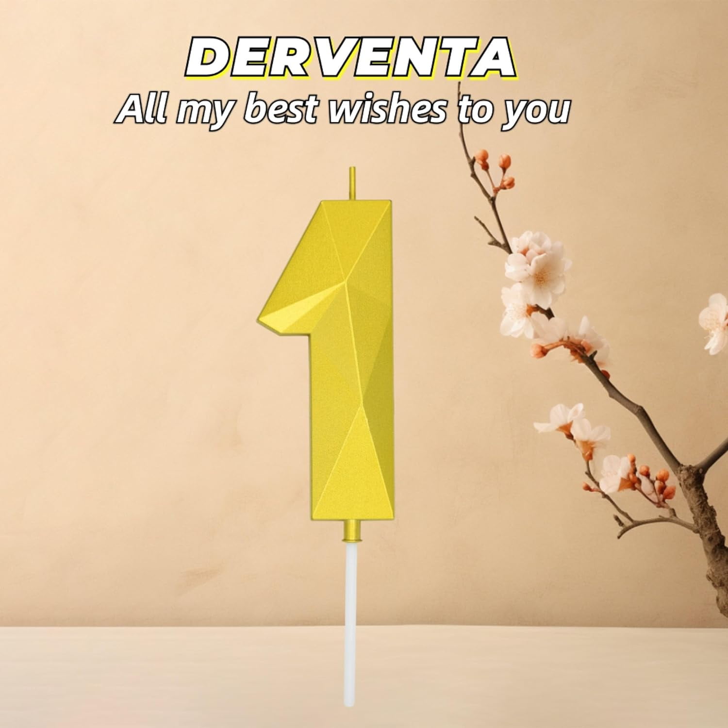 Large Birthday Candle Number 3D Gold 3.7 Inch Party Celebration ...