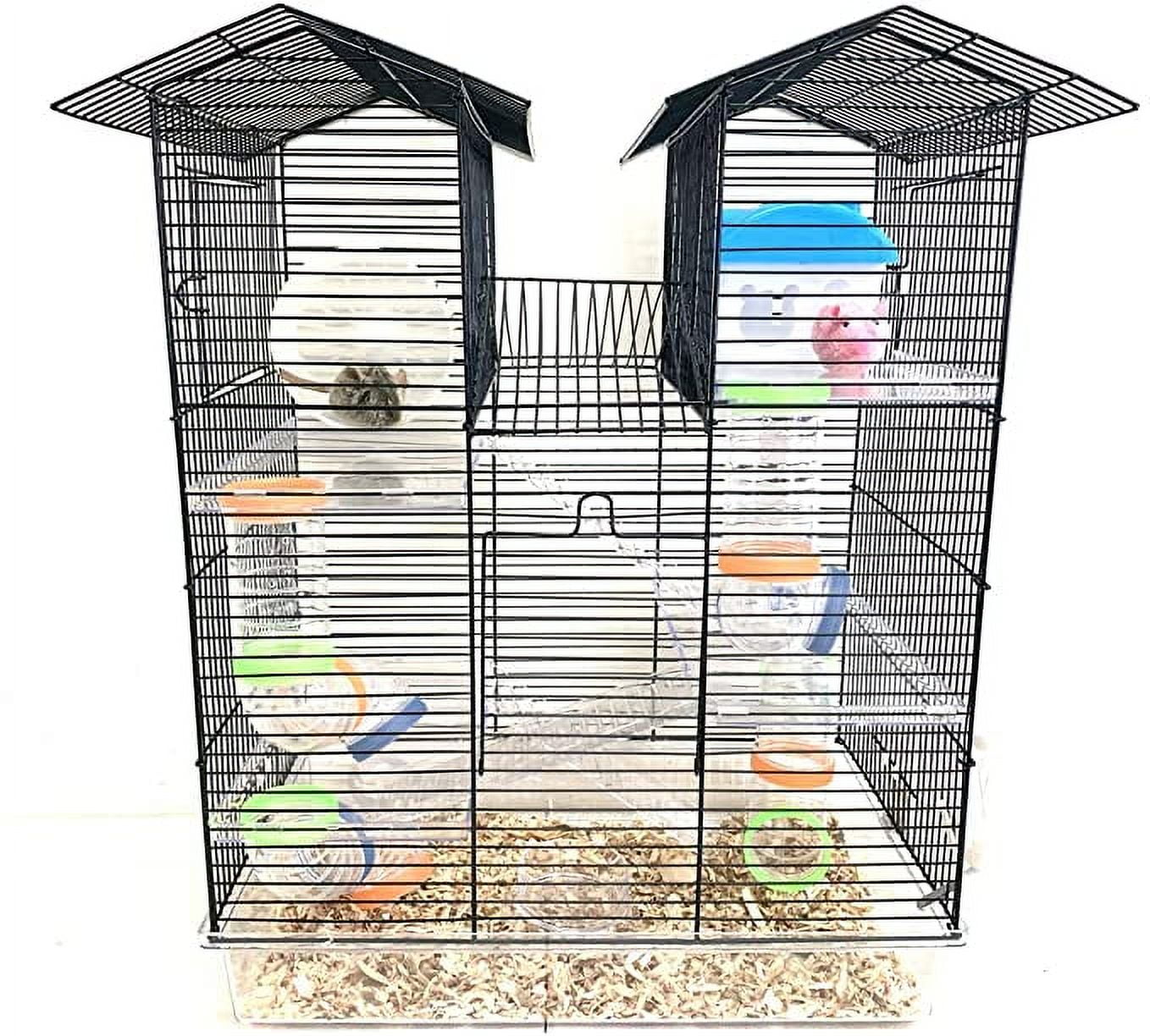 Large Black Deluxe Multi-Level Twin Tower Mansion Syrian Hamste Habitat ...